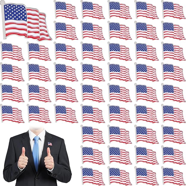 Amazon.com: Ecation 200 Pcs American Flag Lapel Pin Waving USA Flag ...