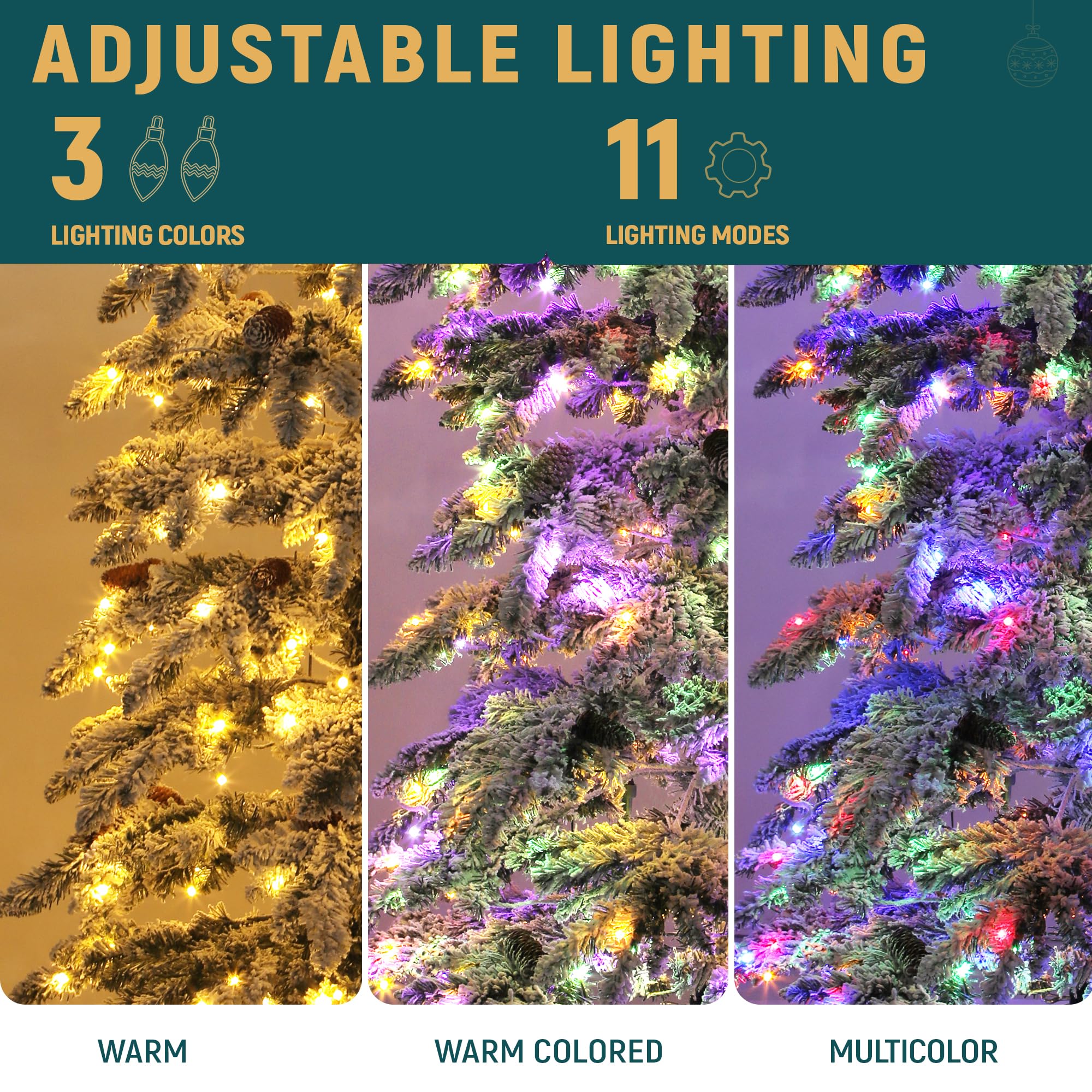 YITAHOME Pre-Lit Flocked Drooping Pencil Spruce Artificial Christmas ...