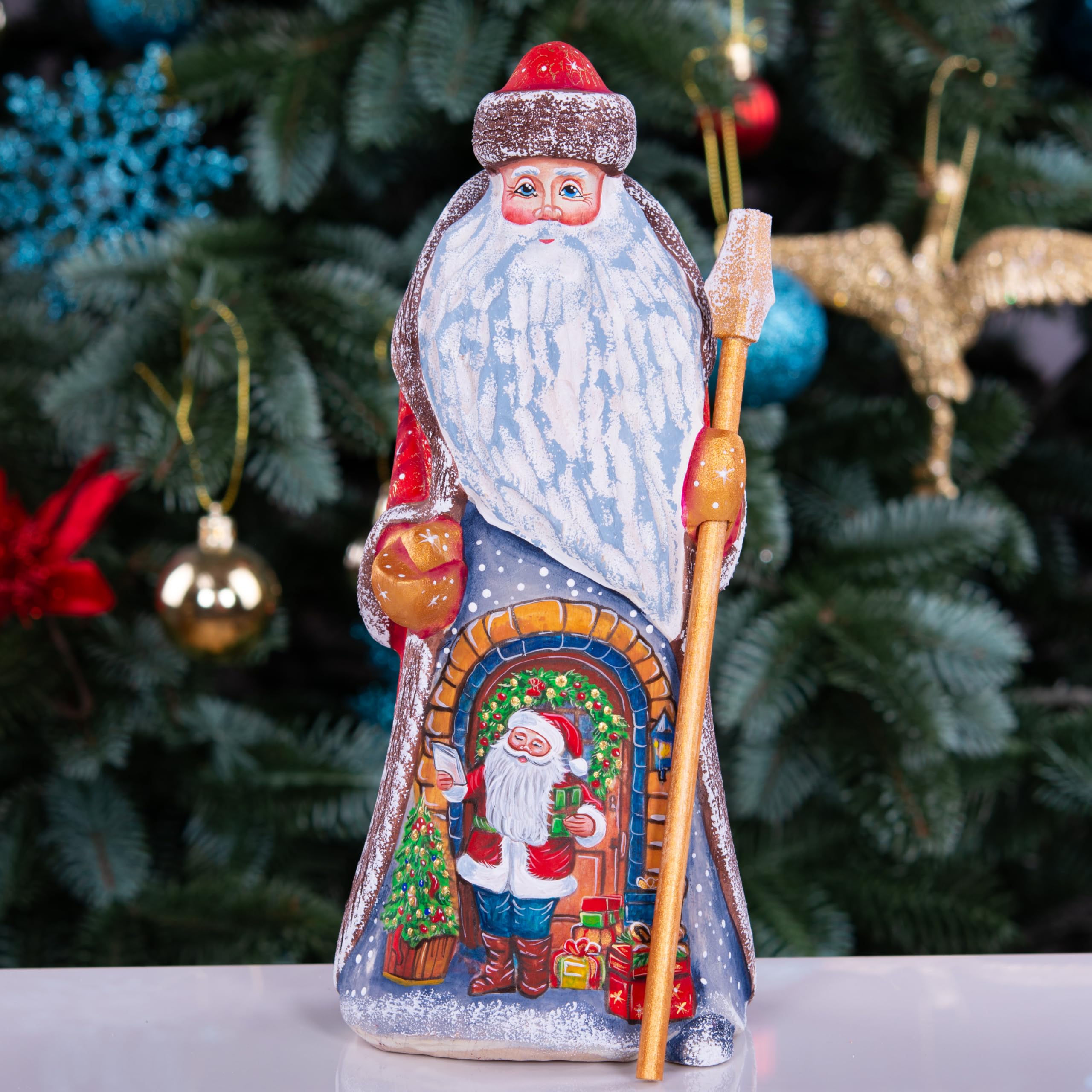 Amazon.com: TYCHEART STUDIO Wooden Hand-Carved Russian Santa Claus ...