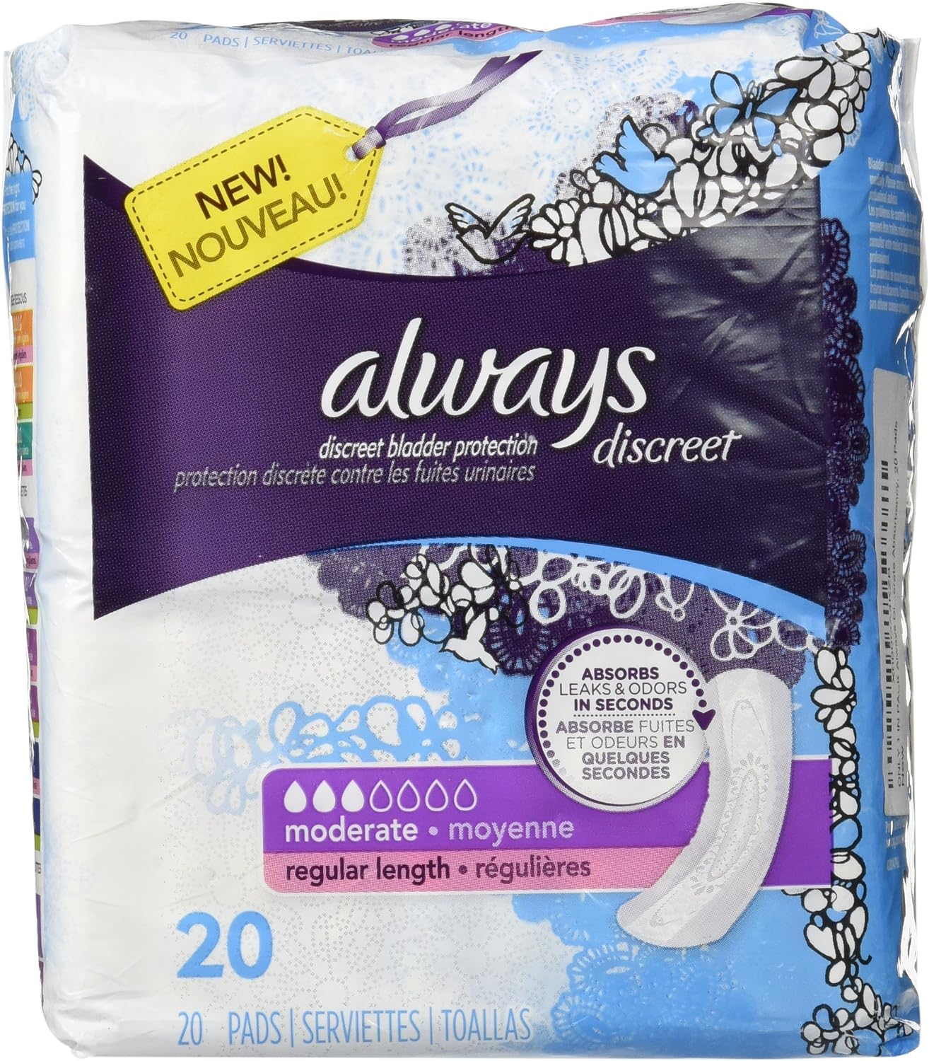 Amazon.com: Always Discreet Bladder Protection Incontinence Pads for ...