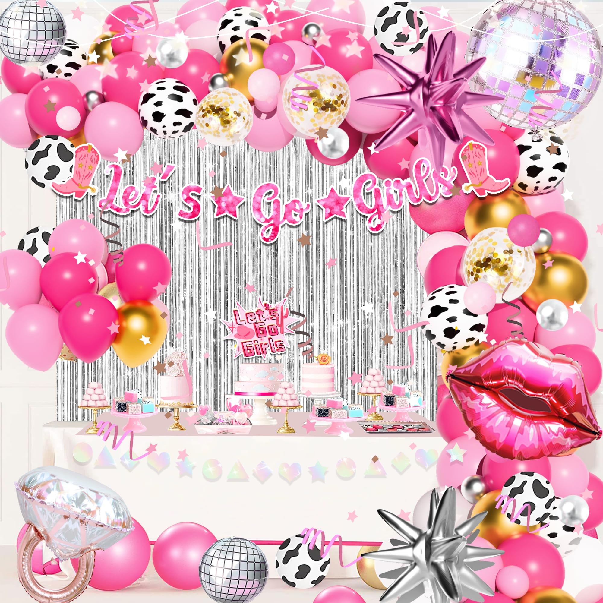 Amazon.com: 114Pcs Cowgirl Disco Party Decorations Kit, Let's Go Girls ...