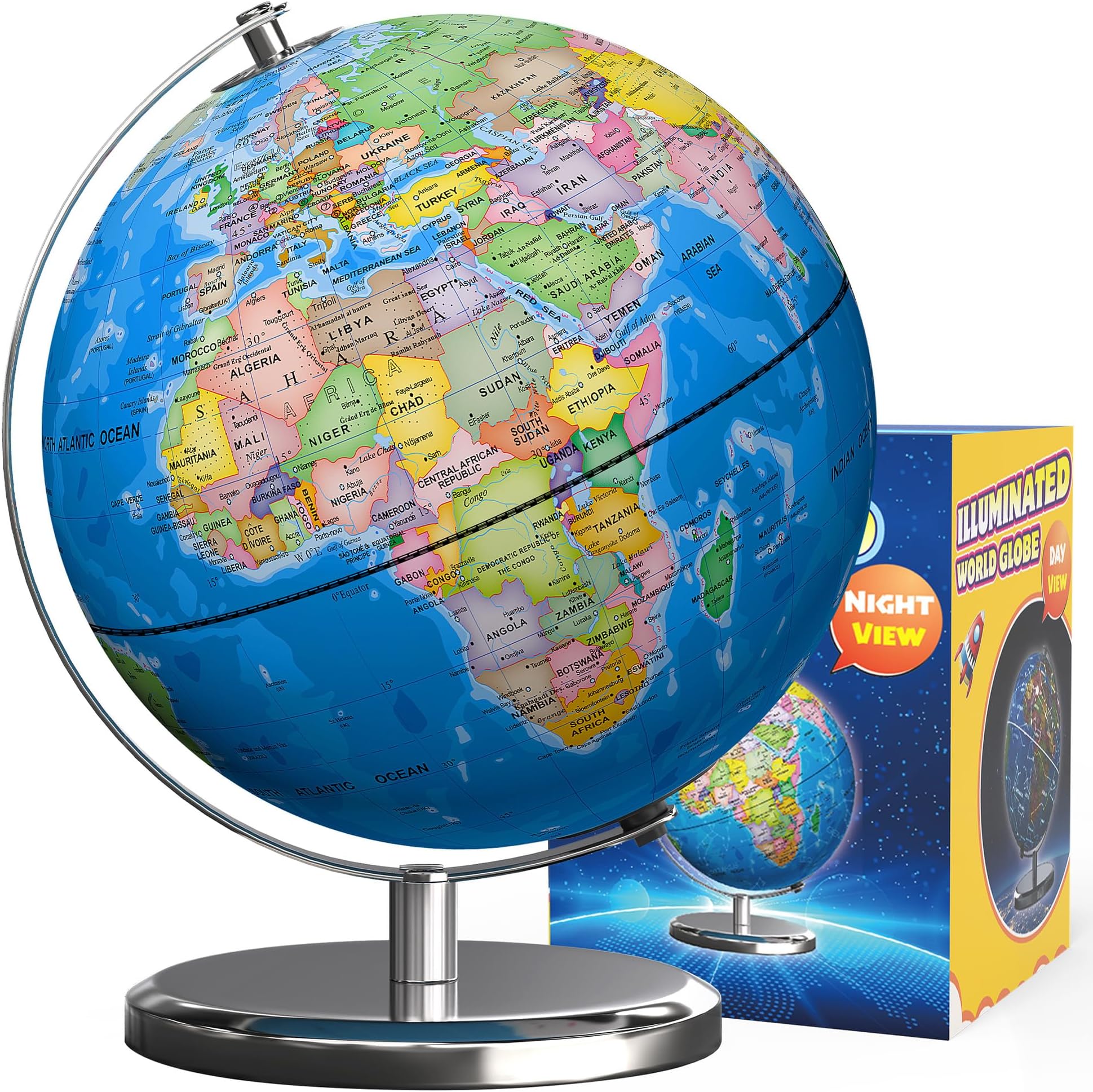 Amazon.com: Illuminated Globes for Kids - 8” Light Up World Globe With ...