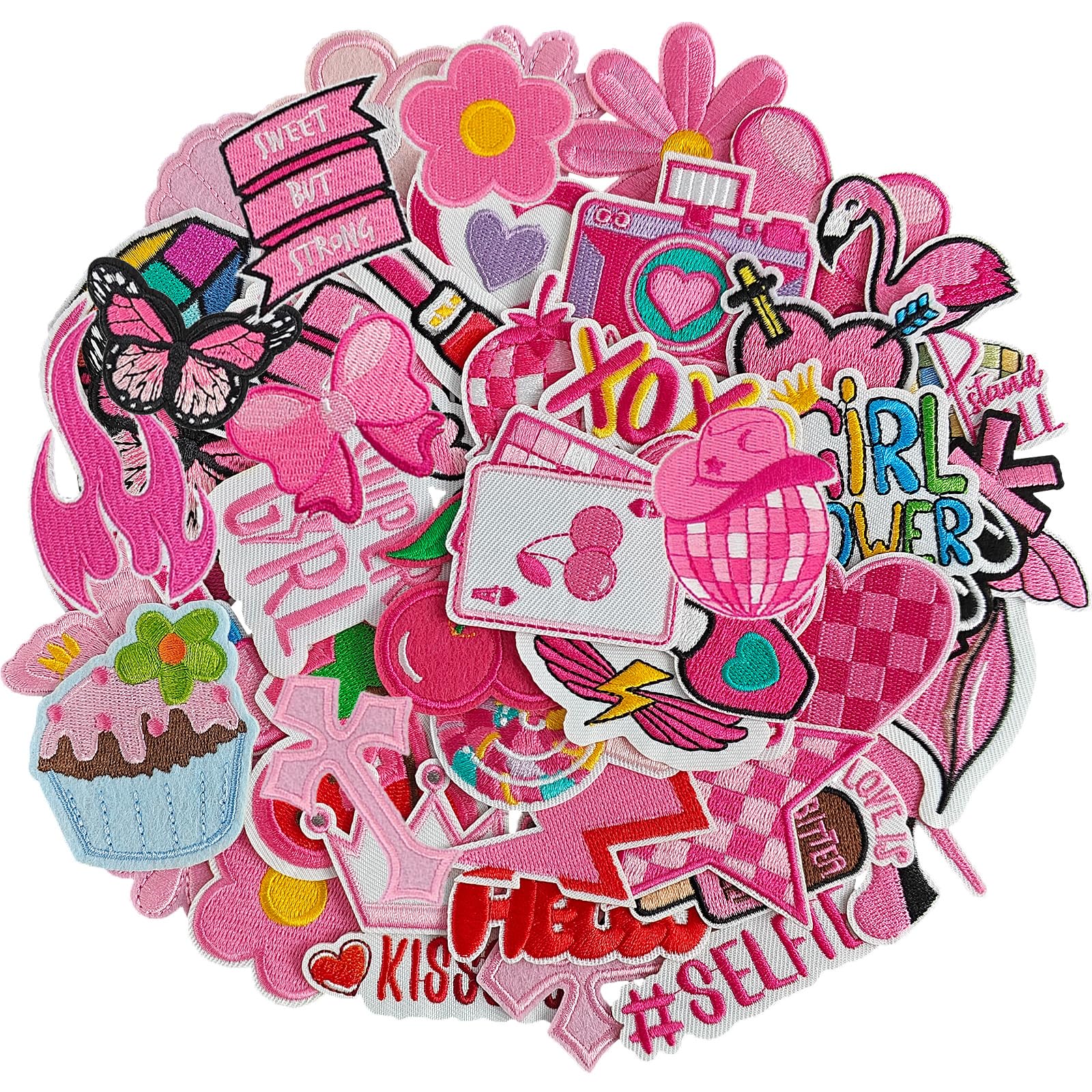 Amazon.com: TACVEL 45 Pieces Pink Iron on Patch, Girls Iron on Patches ...