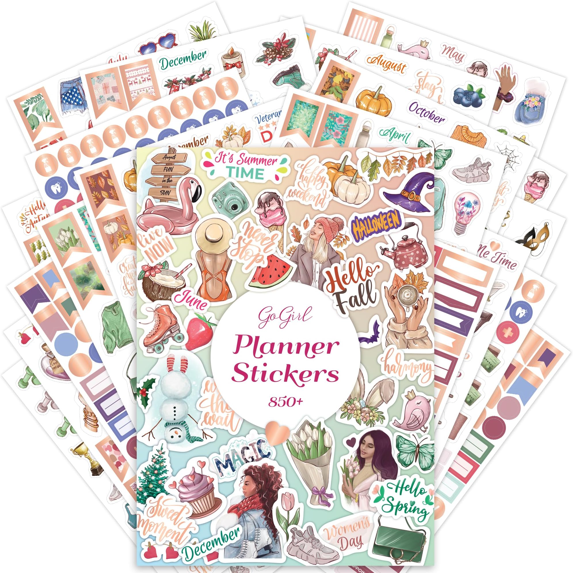 GoGirl Value Sticker Pack – 850+ Small Aesthetic Stickers for Planner ...