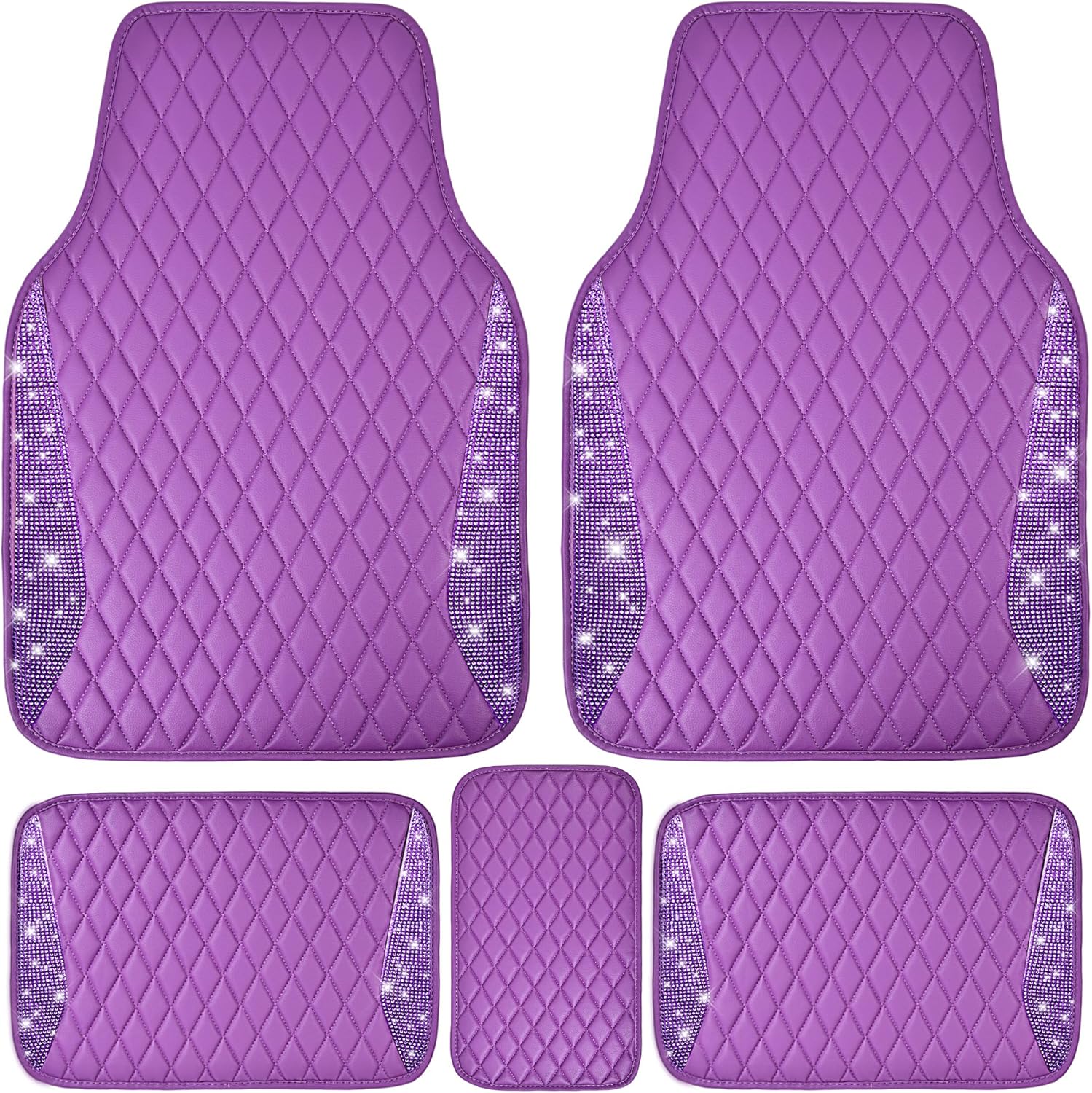 Amazon.com: CAR PASS Bling Leather Car Mats Shining Diamond Floor Mats ...