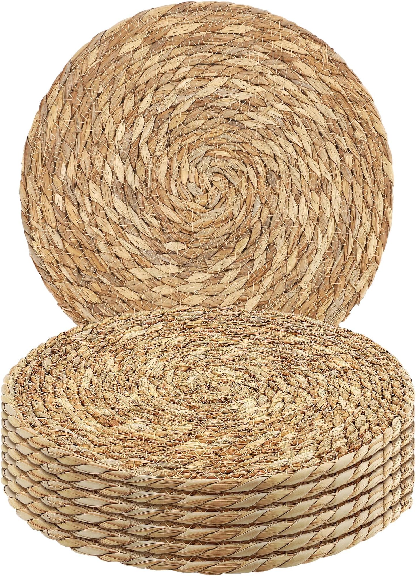 Amazon.com: Round Woven Placemats Set of 4, Natural Water Hyacinth ...