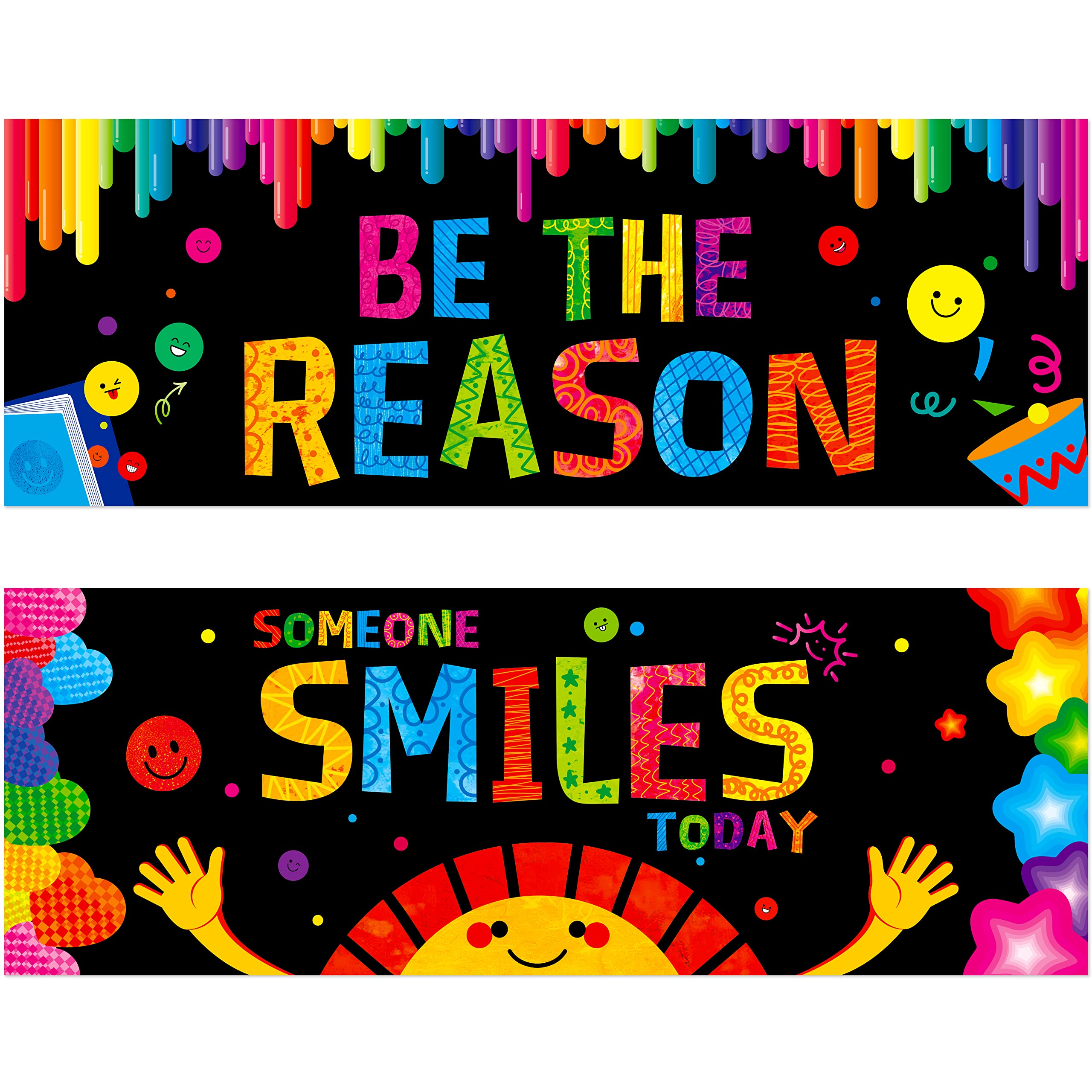 Gethelud Classroom Banner Poster, 2 PCS Vibrant Bulletin Board ...