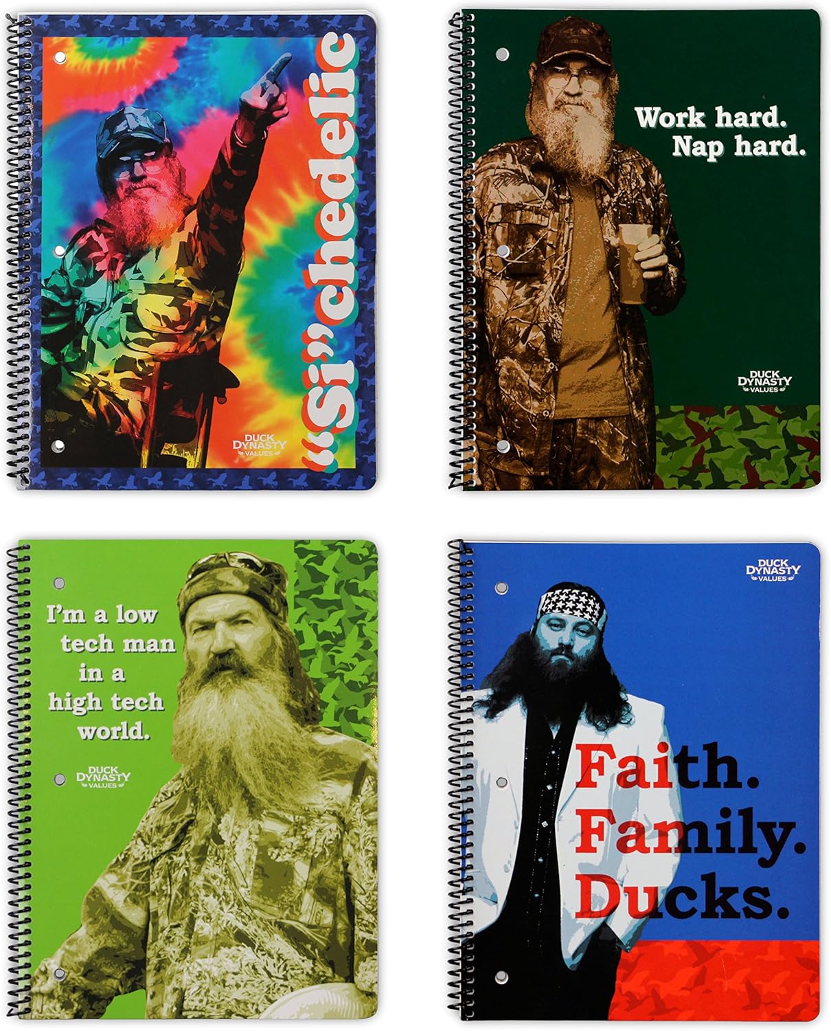 Amazon.com: 4 Duck Dynasty Spiral Bound Notebooks - 90 Wide Ruled ...