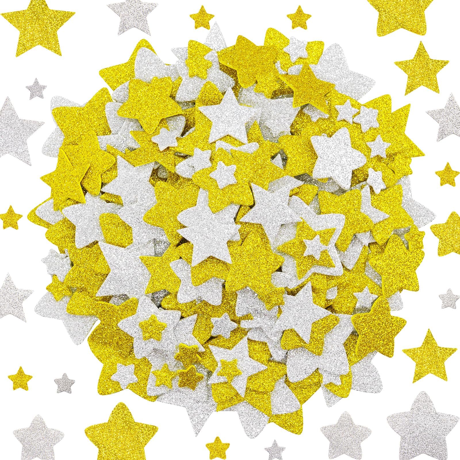 Amazon.com: Teaaha 200 PCS Glitter Foam Star Stickers Gold and Silver ...