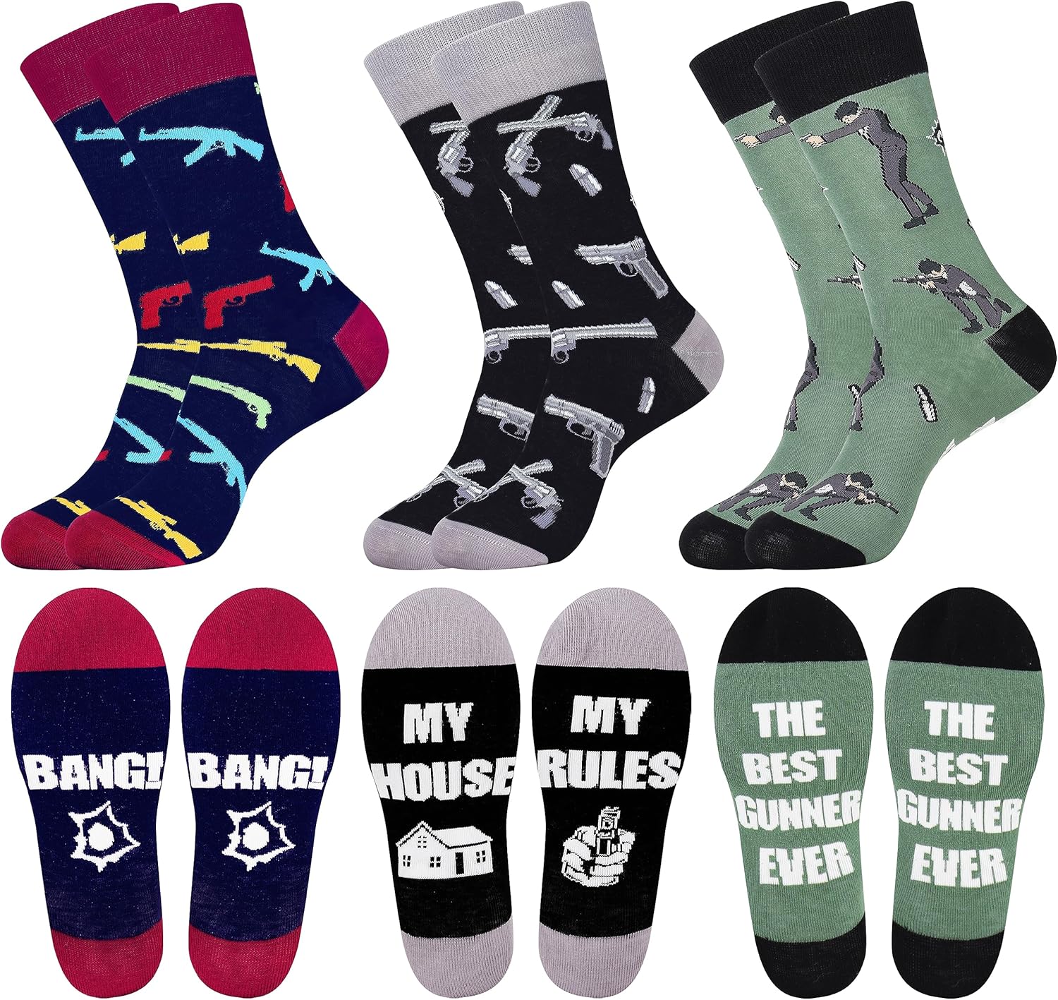 Amazon.com: Belloxis Gun Gifts for Men Mens Socks Cool Gifts for Gun ...
