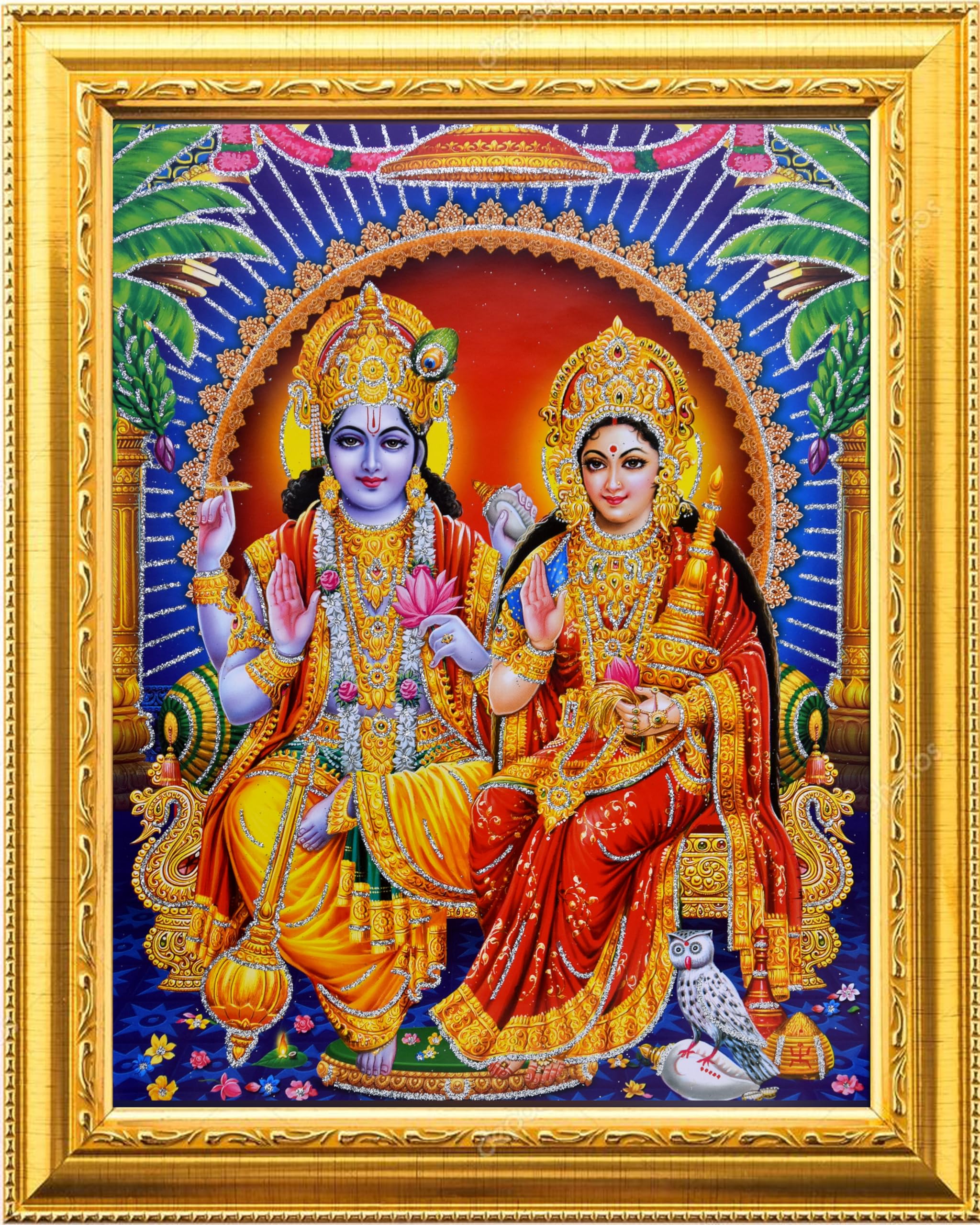 NDFRAME Vishnu laxmi garuda/Hindu Bhagwan Devi Devta golden designed ...