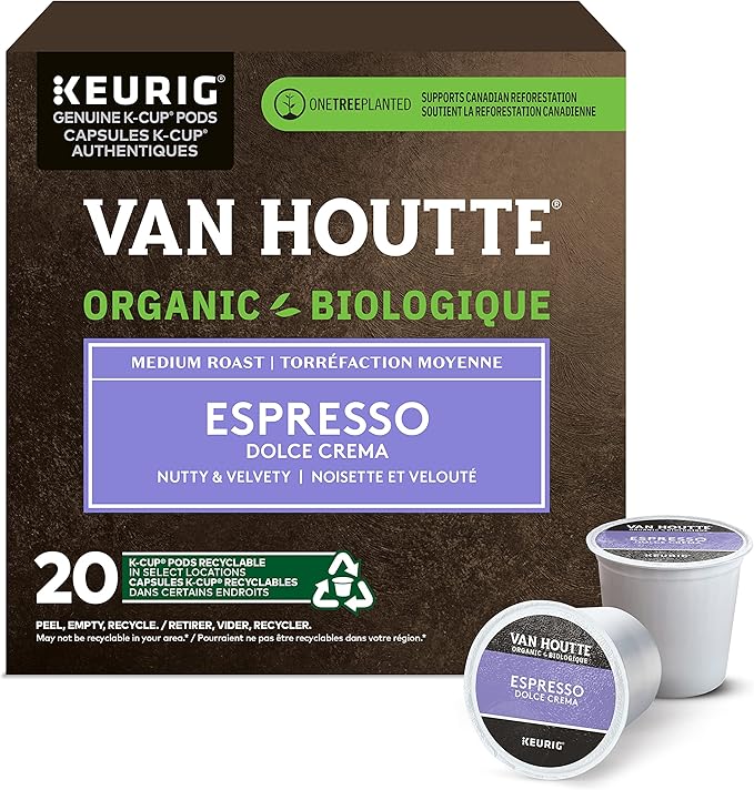 Van Houtte Espresso Dolce Crema Organic Fairtrade K-Cup Coffee Pods, 20 ...