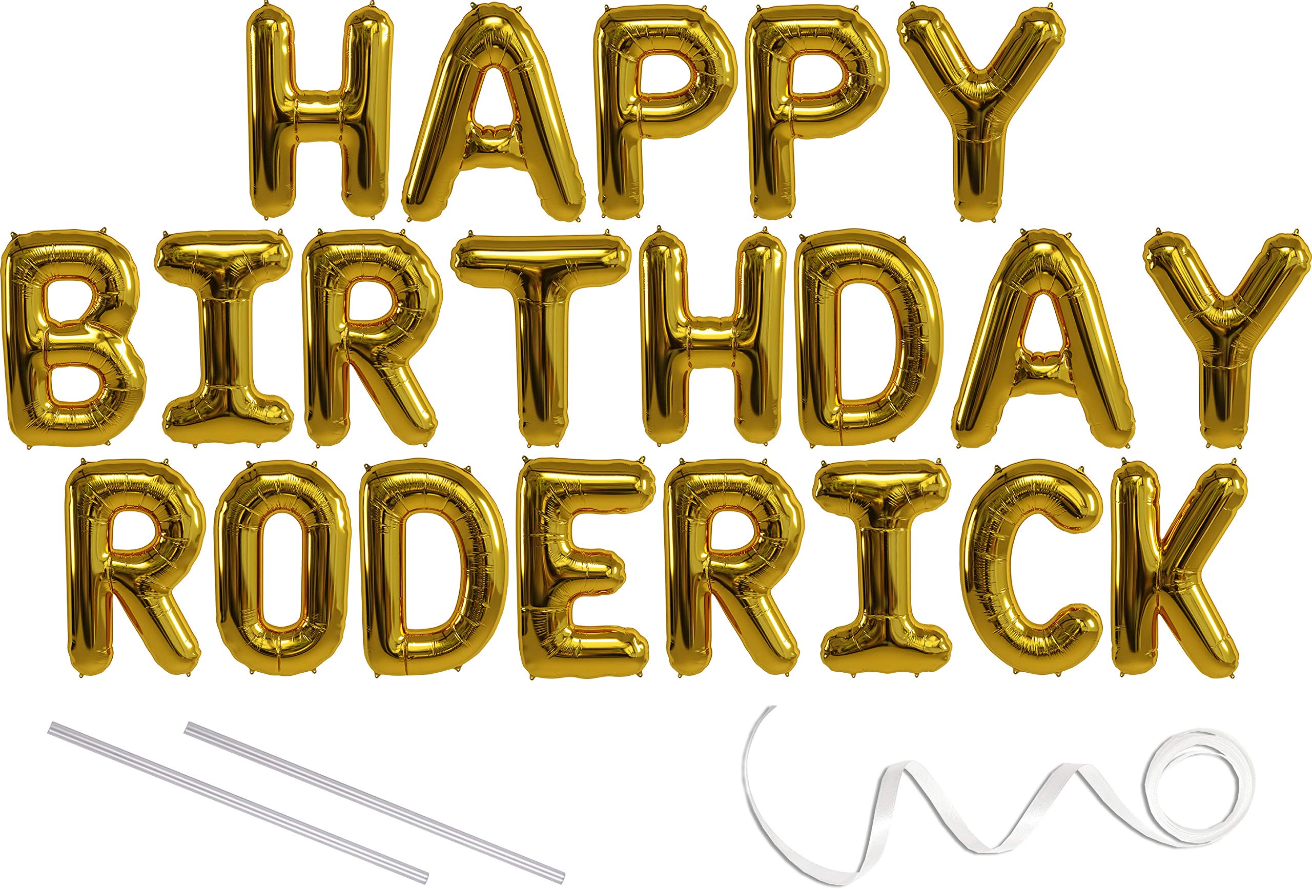 Roderick Happy Birthday Mylar Balloon Banner Gold 16 Inch Letters ...