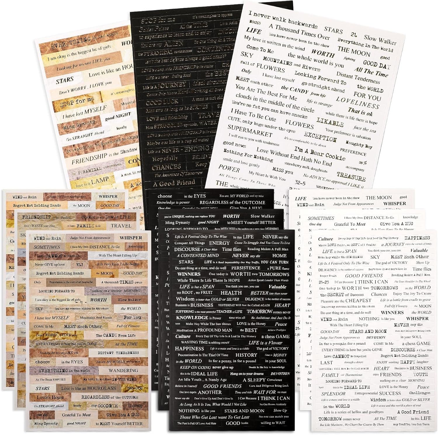 12 Sheets Vintage Quote Stickers Small Talk Stickers Inspirational Nice ...