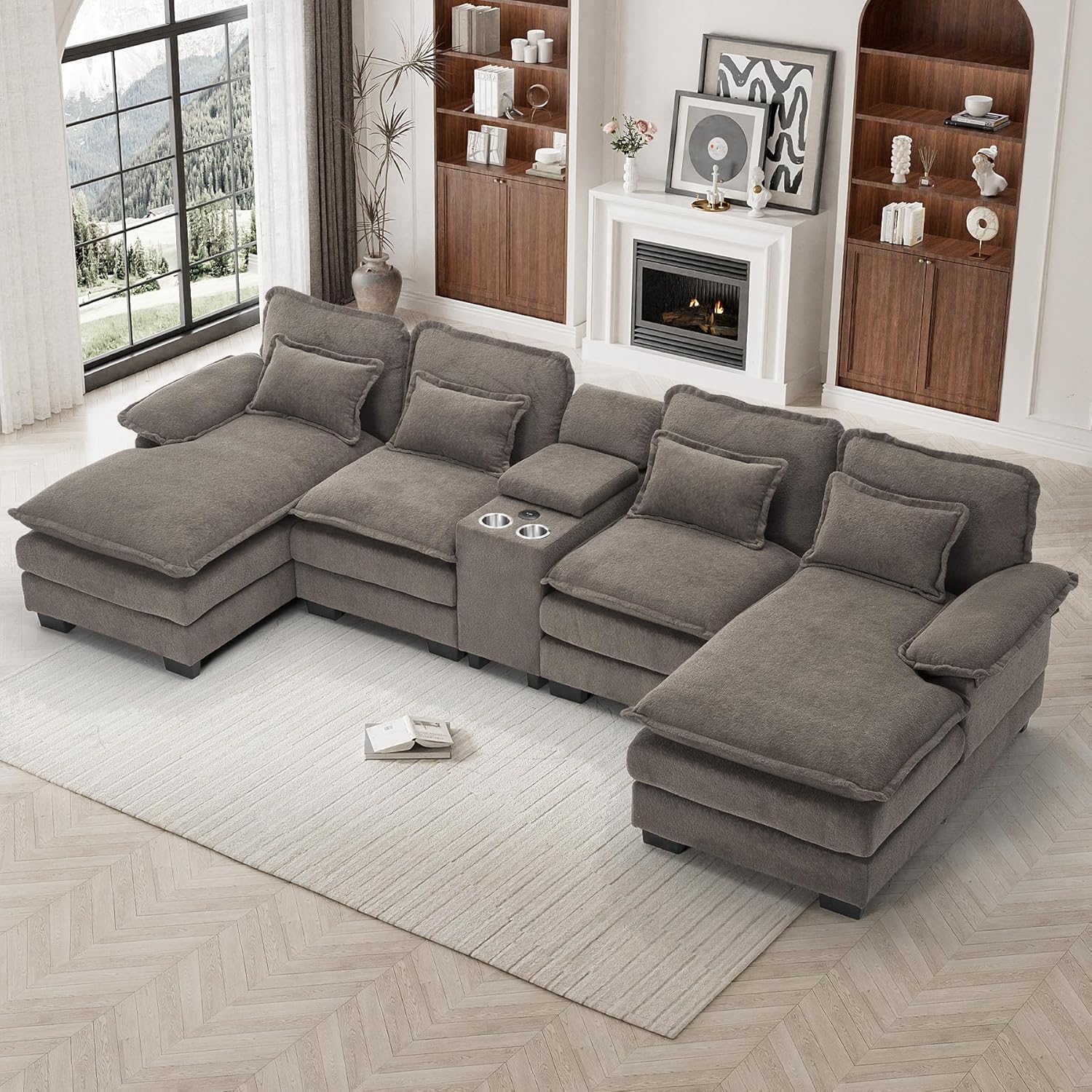 Amazon.com: 124" Oversized U Shaped Cloud Couch Modular Sectional ...