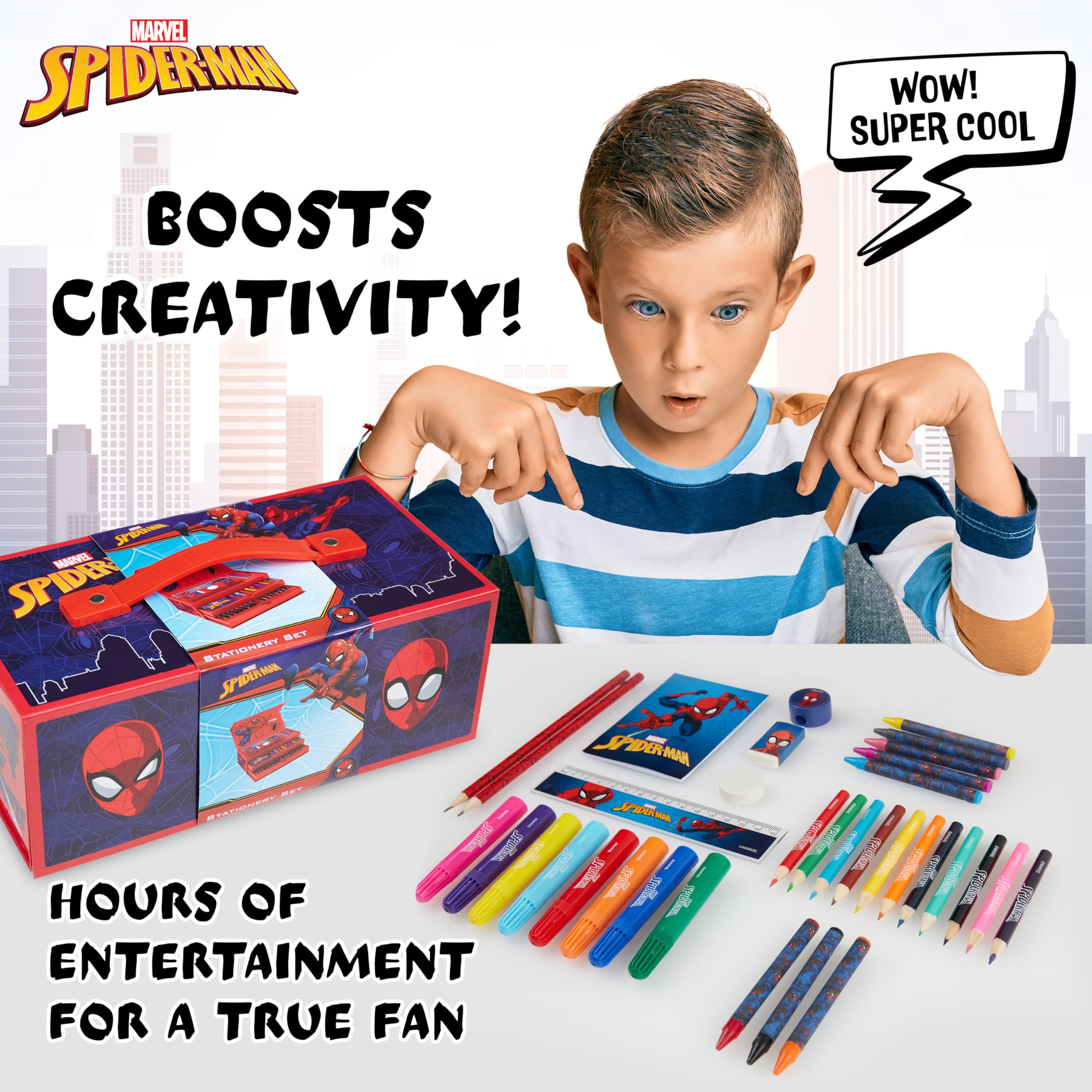 Marvel Spiderman Art Sets for Kids with Crayons Markers Colouring ...