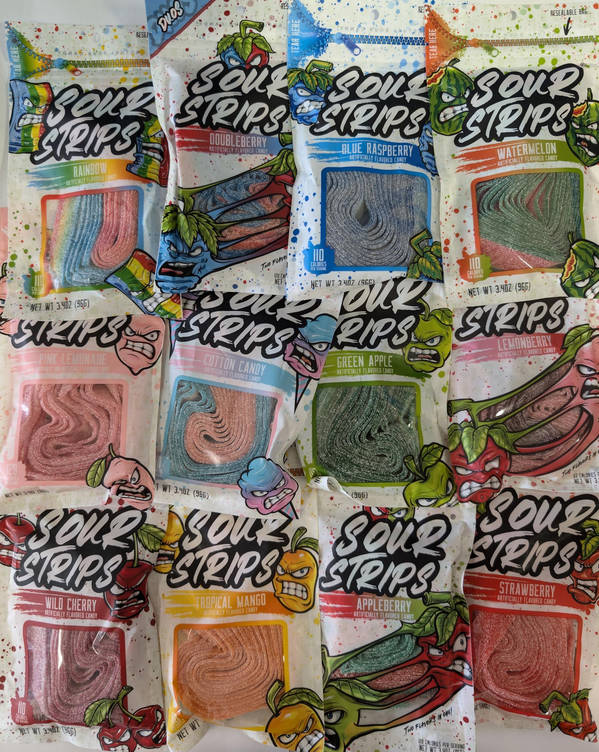 Amazon.com : Sour Strips Sour Candy Variety Pack - ALL 12 Flavors ...