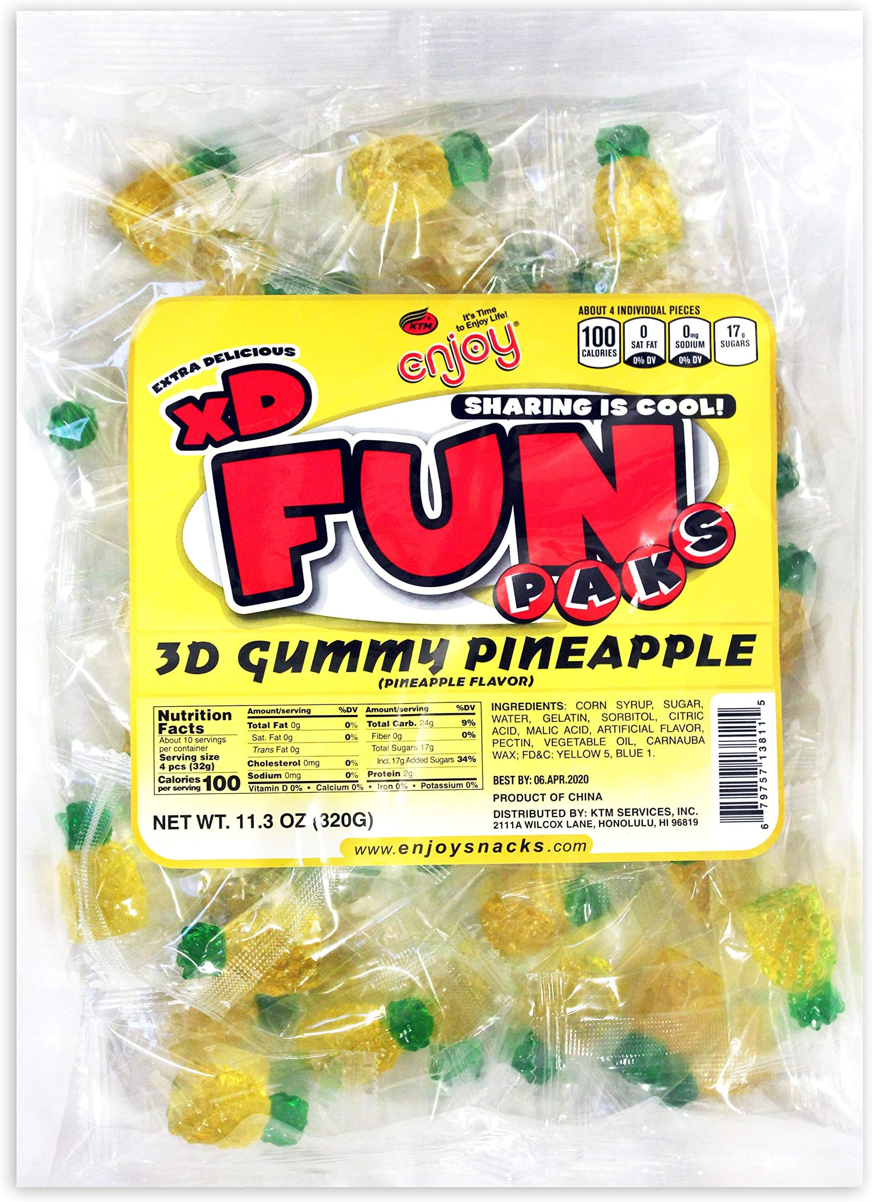 Amazon.com : Enjoy 3D Pineapple Gummy Fun Pack (1) : Grocery & Gourmet Food