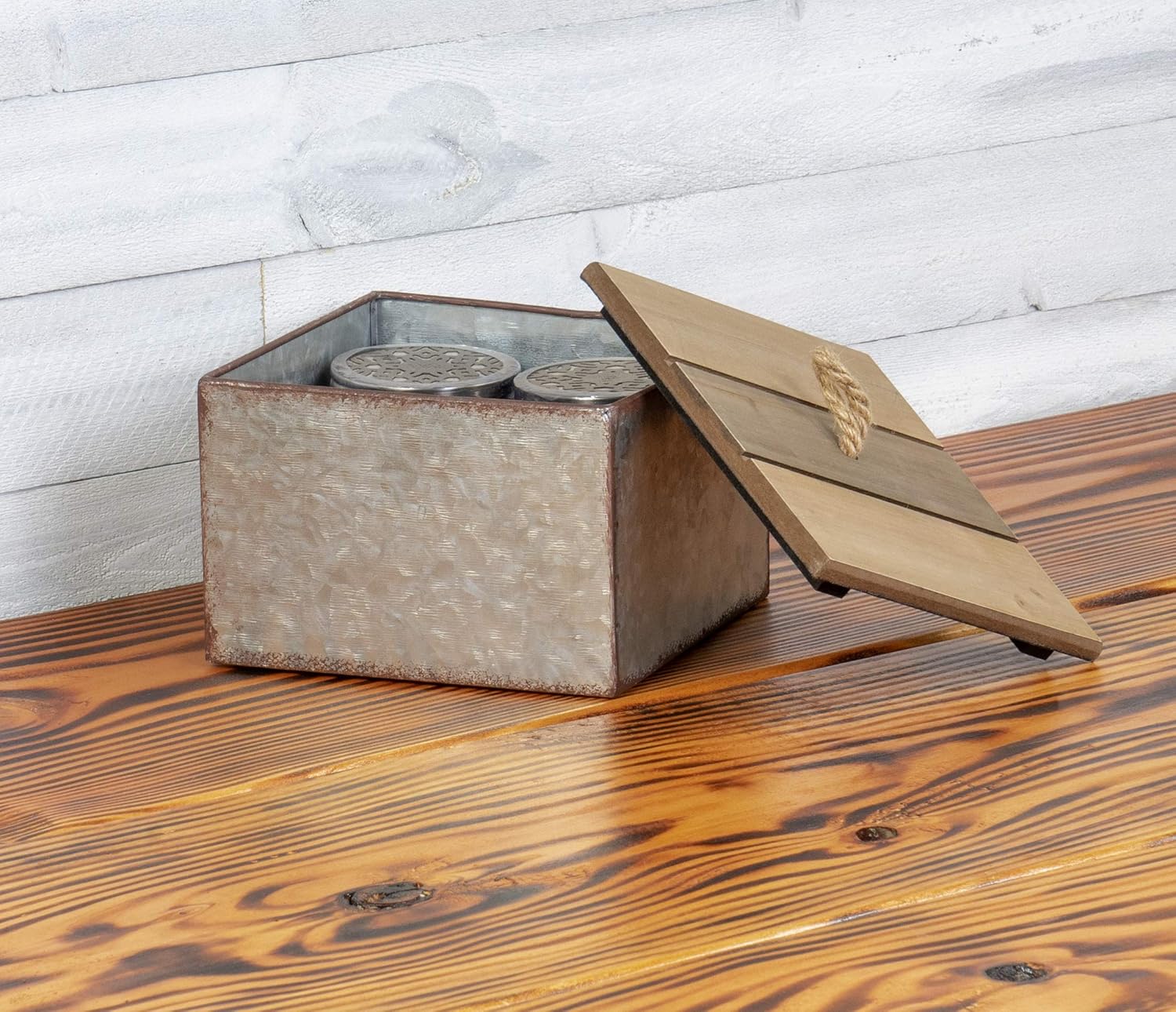 Amazon.com: Red Co. 7" W x 7" D Rustic Galvanized Metal Square Storage ...