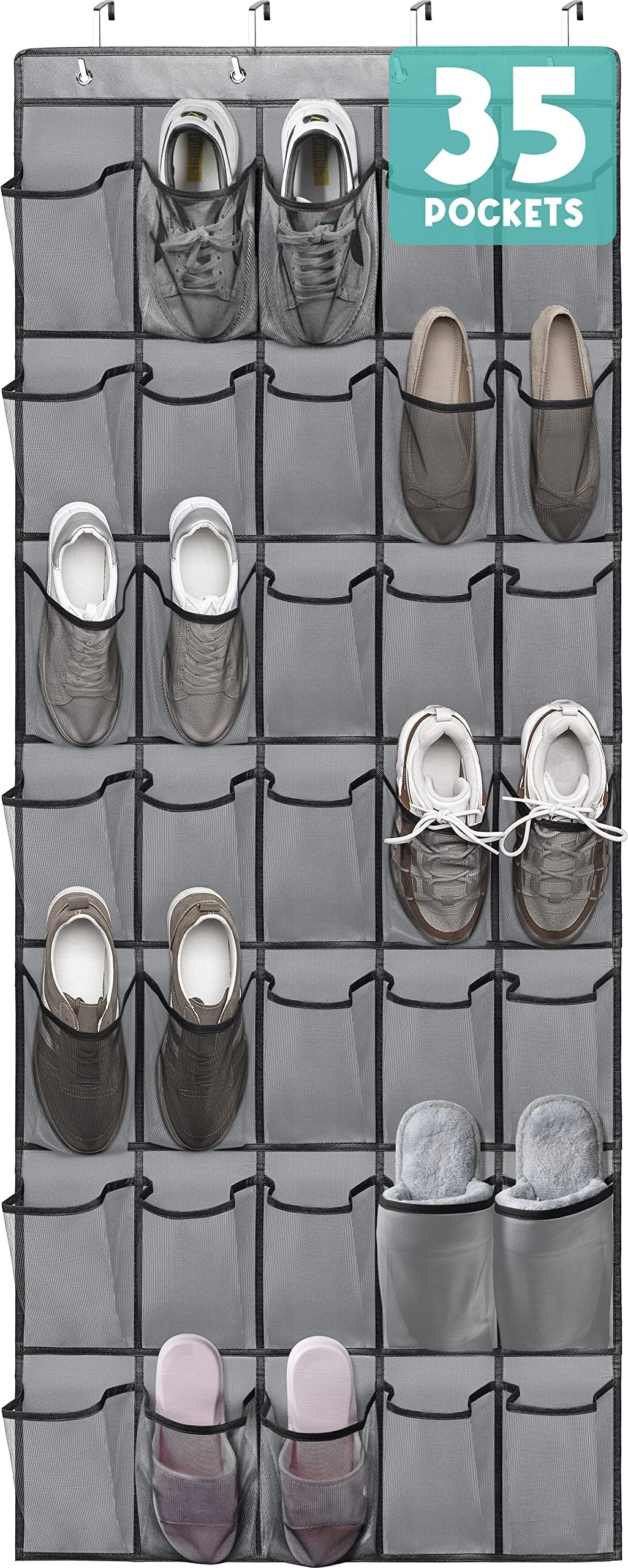 Amazon.com: FIRCRE Over the Door Shoe Organizer 35 Mesh Pockets Hanging ...