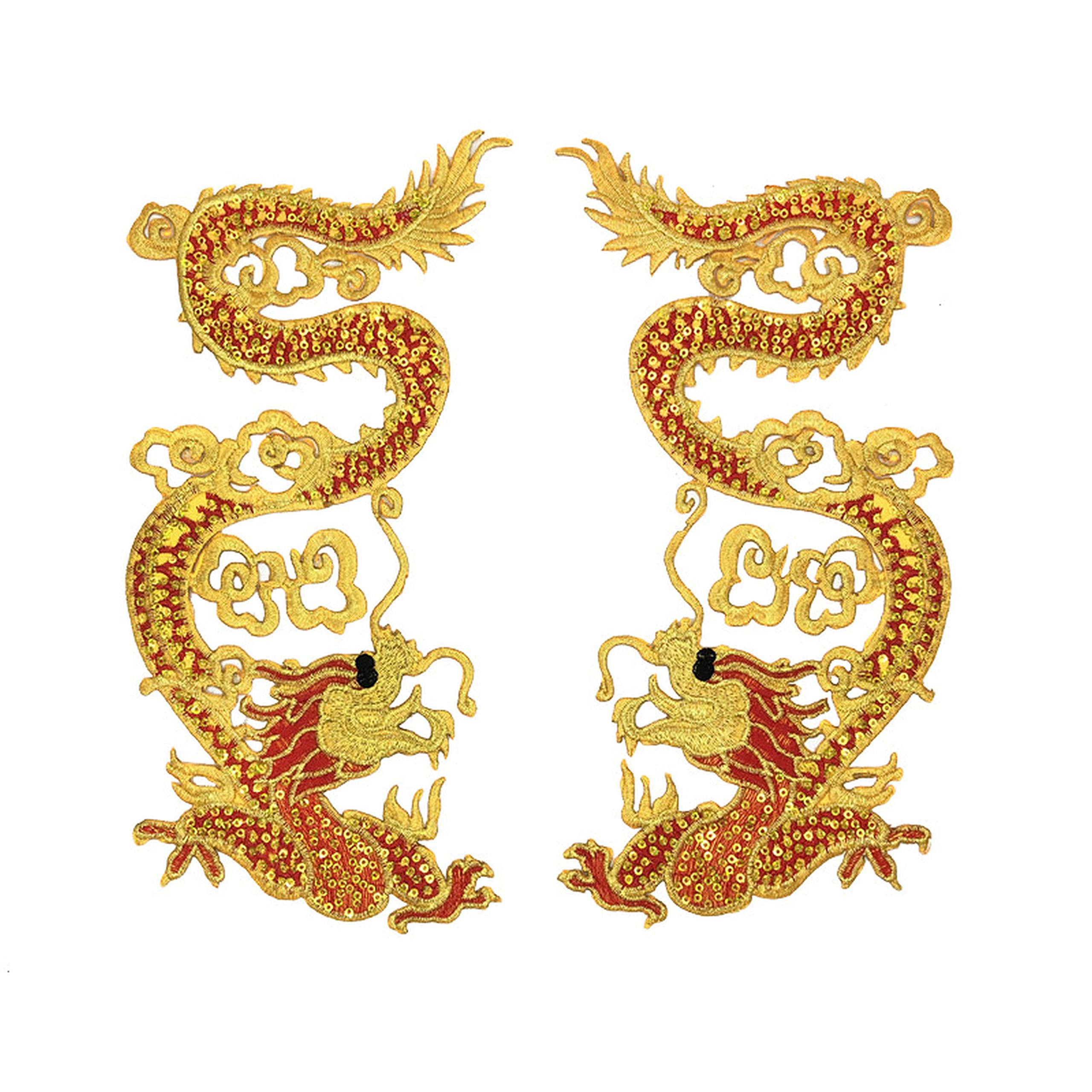 Amazon.com: Chinese Dragon Embroidery Dragon Patches Iron-on Appliques ...