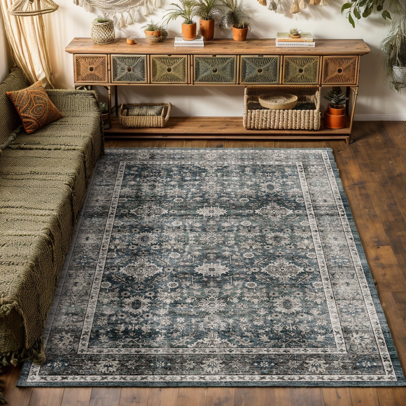 Amazon.com: koorlian Washable Rugs 4x6 Distressed Vintage Boho Rug ...
