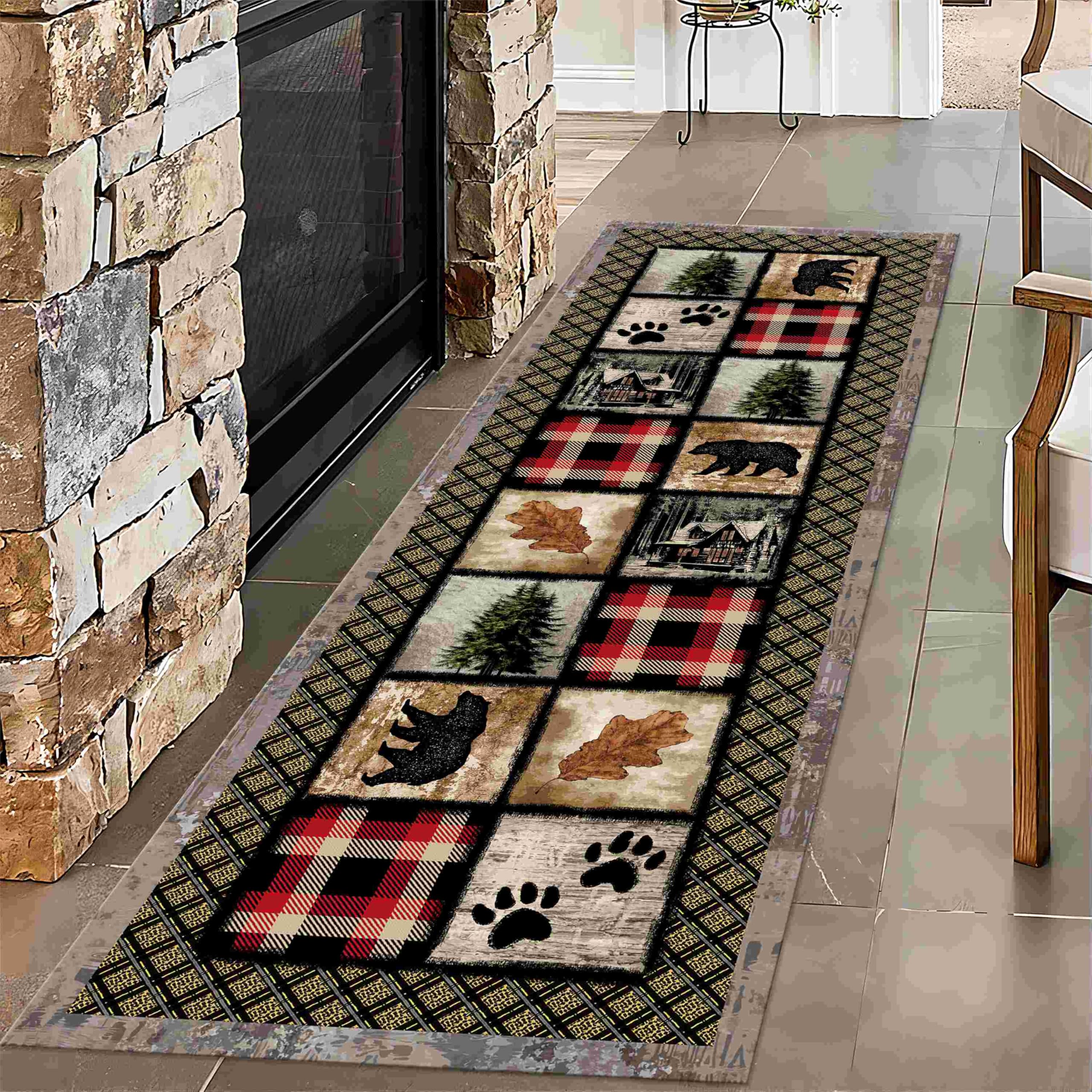 Amazon.com: UNREASTO Rustic Animal Lodge Runner Rug, 2x7ft Cabin ...