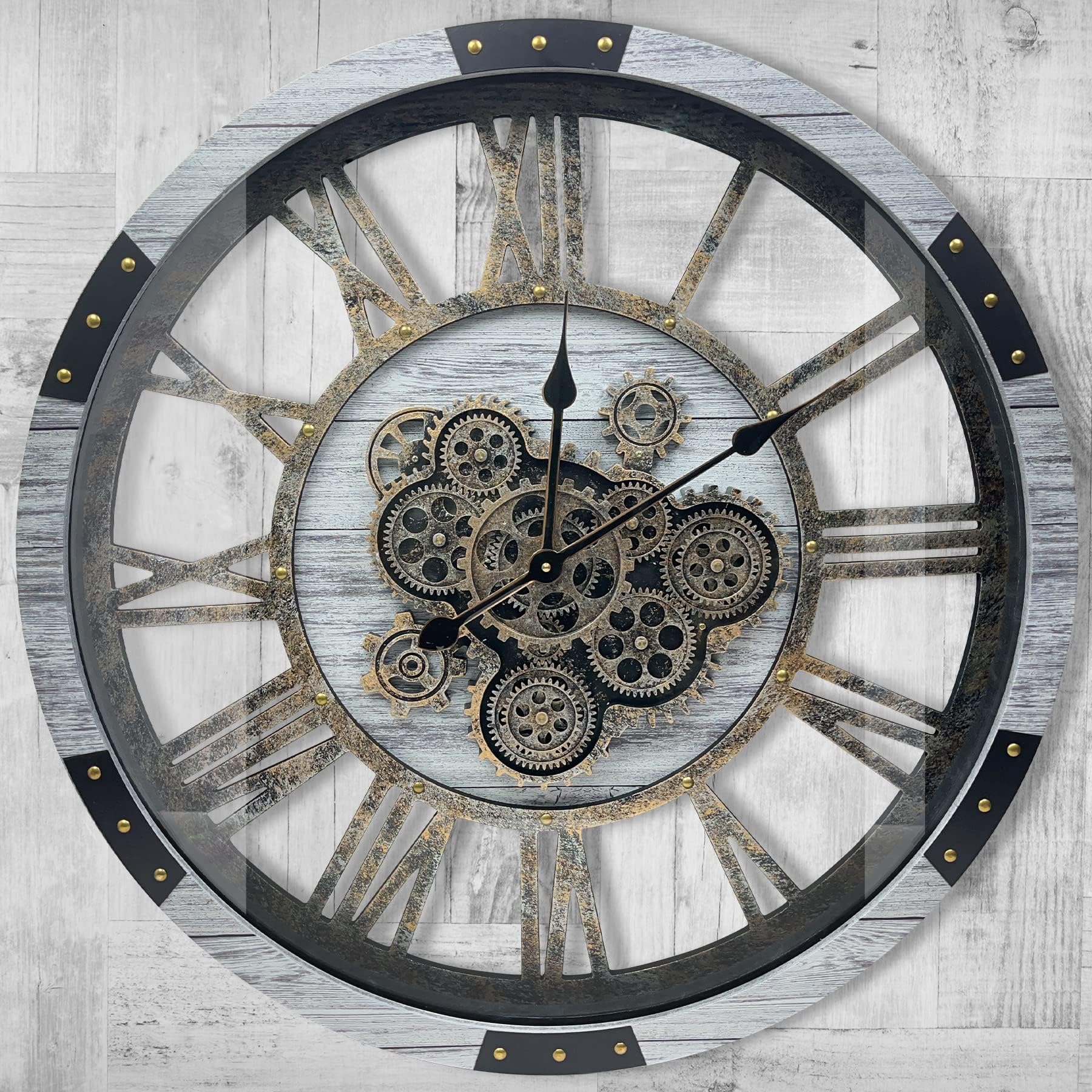 Large Vintage Wall Clock Retro XXL Antique Metal Clock Stainless Steel ...