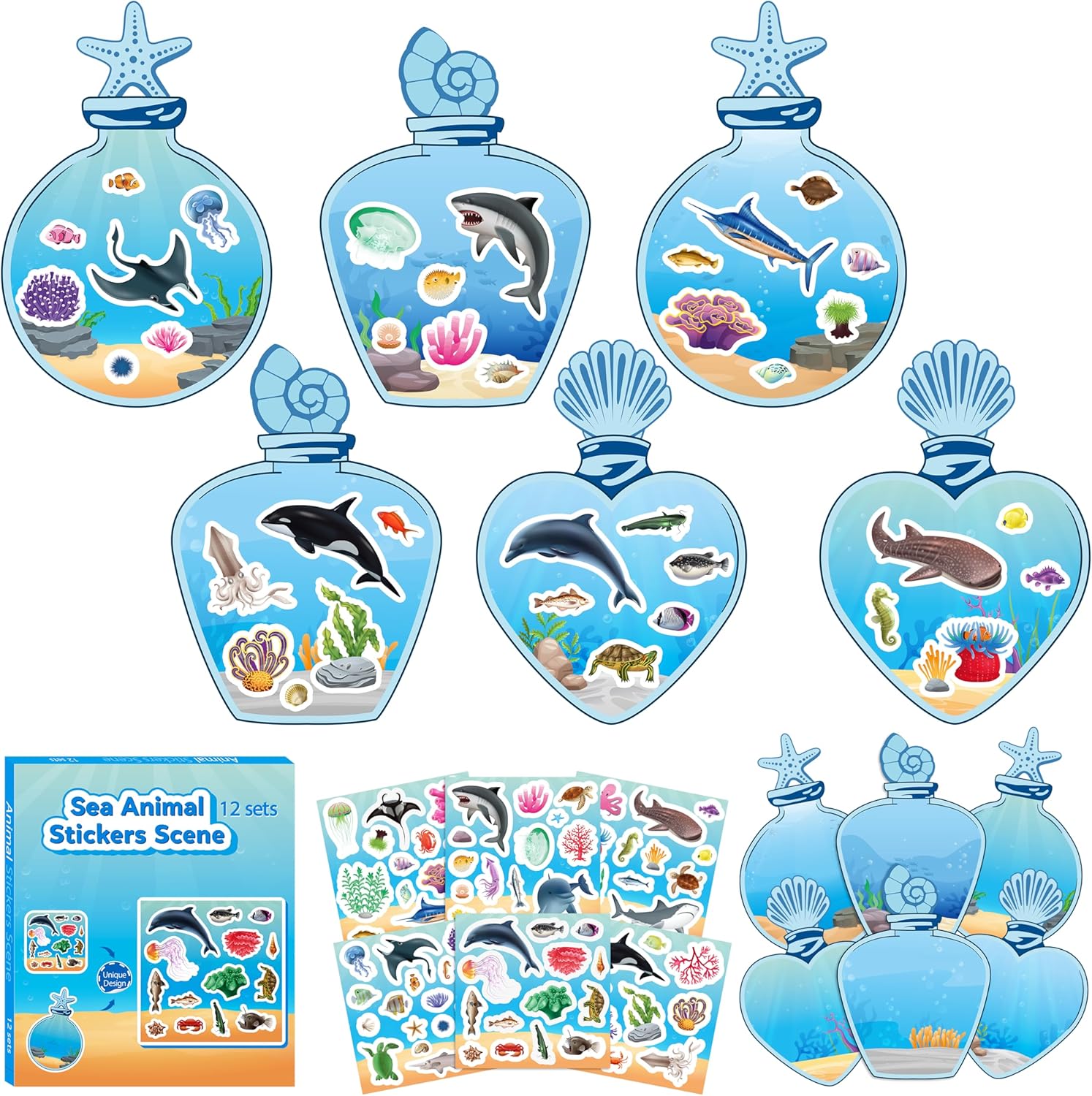 Amazon.com: CY2SIDE Sea Animal Scene Stickers - 12PCS Under The Sea ...