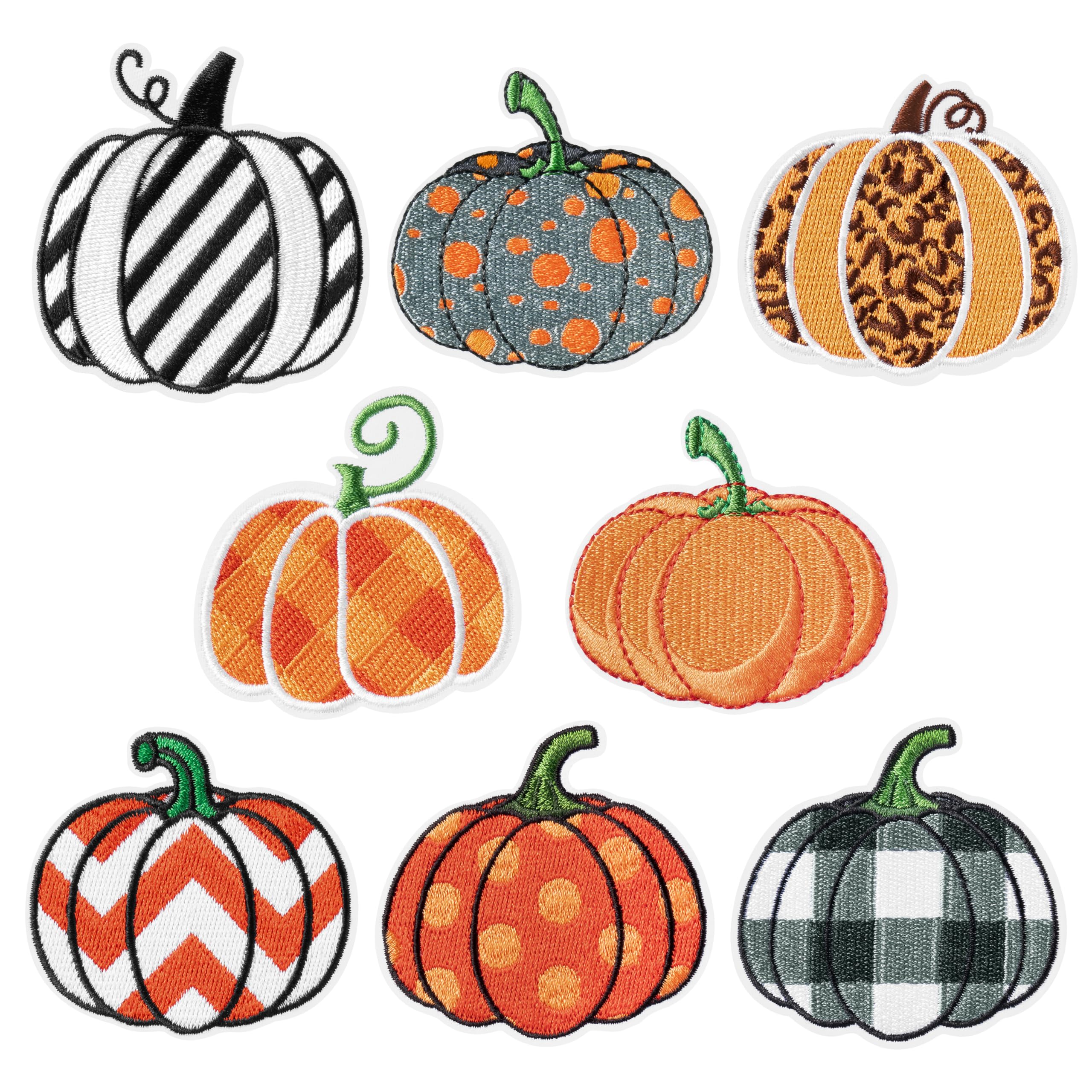 Amazon.com: Kirako 8Pcs Pumpkin Iron on Patches Fall Thanksgiving ...