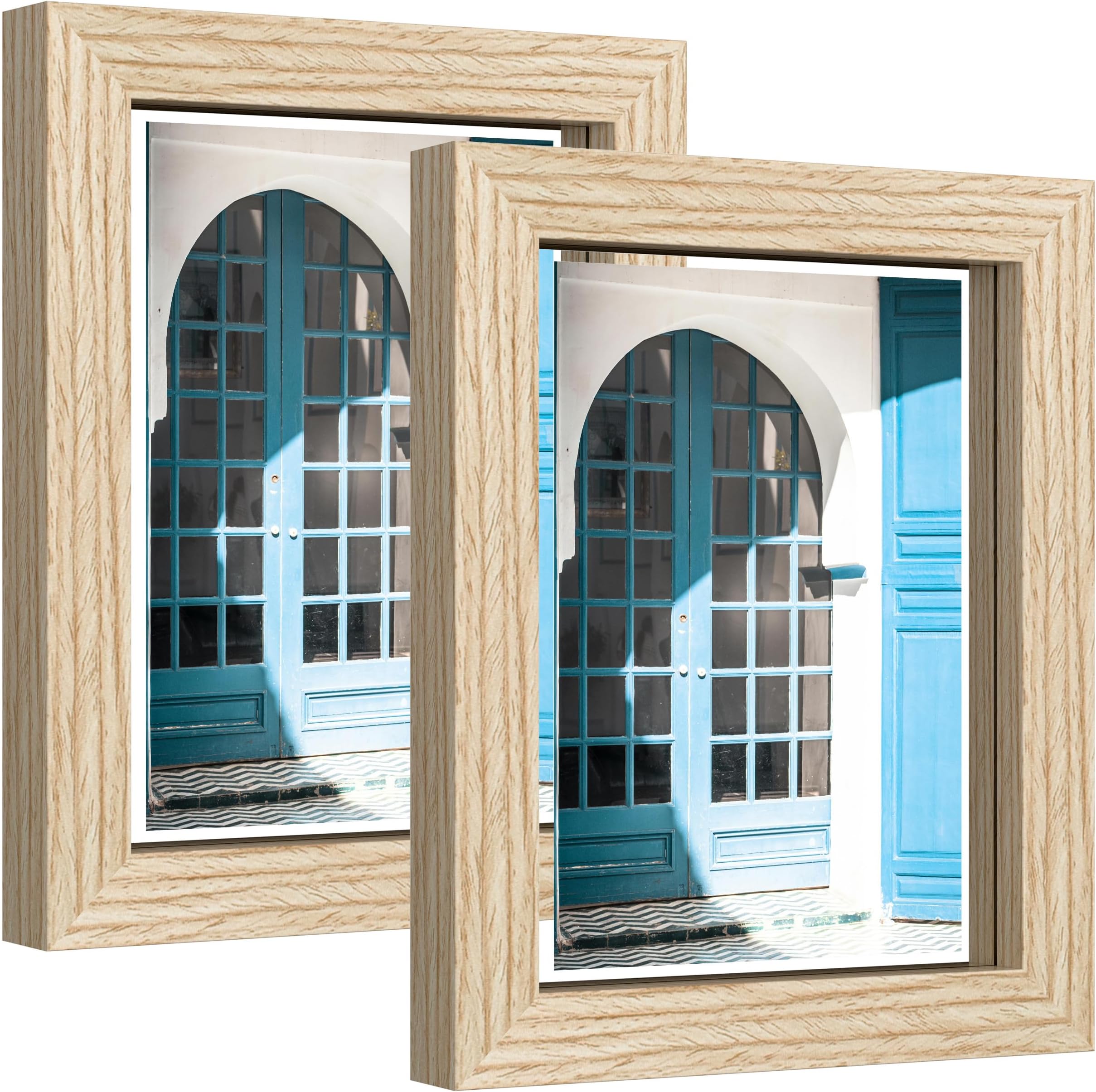 Amazon.com - puthiac 5x7 Floating Picture Frames - 5"x7" Solid Oak Wood ...