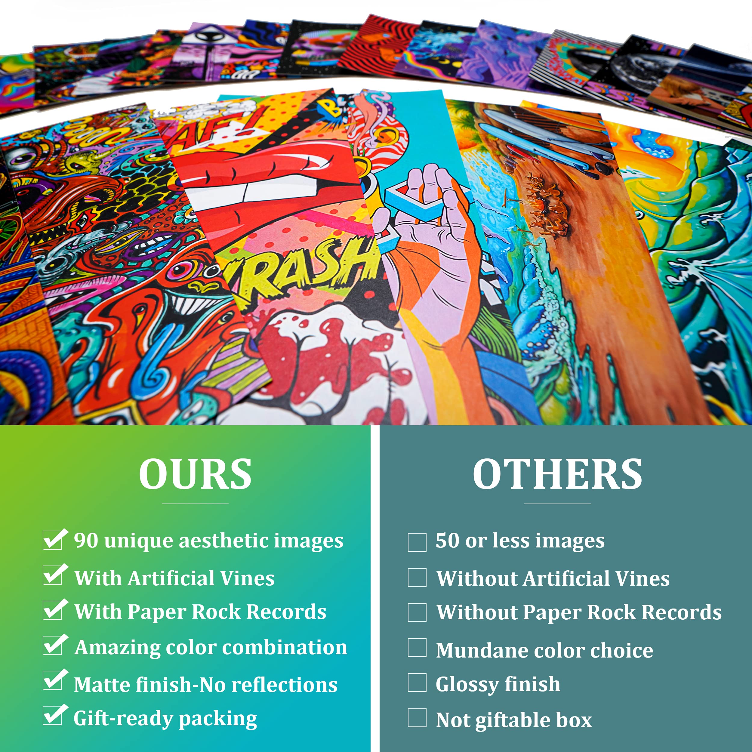 Buy AWKAEIN 100PCS Hippie Trippy Aesthetic Photo Collage Kit for Wall ...