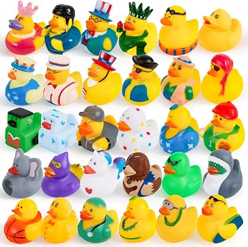 Amazon.com: JOYIN 60 Pcs Rubber Ducks, Assorted Rubber Duckie Toys with ...