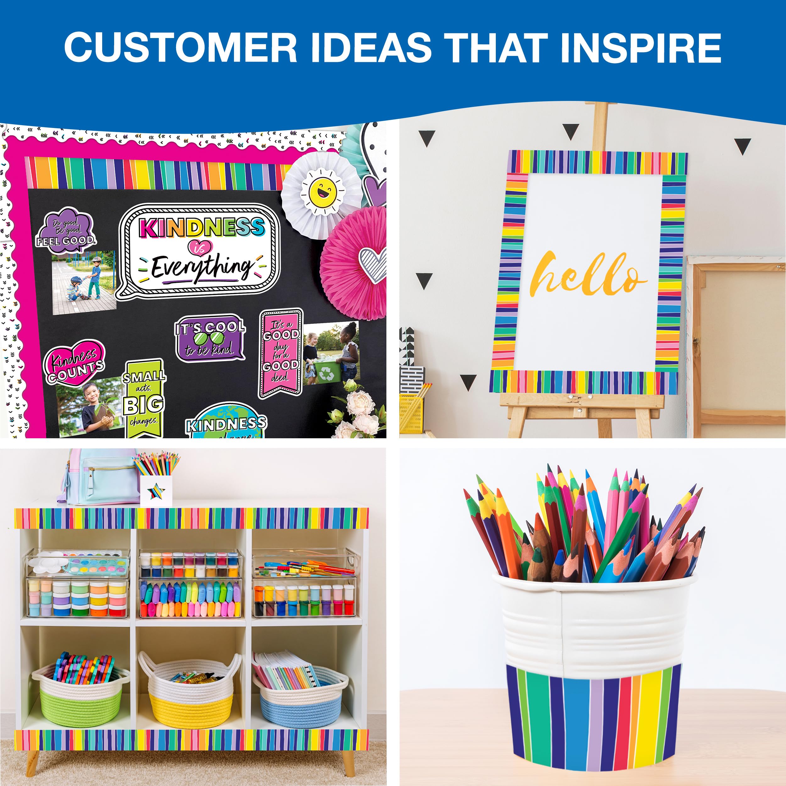Snapklik.com : Carson Dellosa 65Ft Of Striped Rainbow Bulletin Board ...
