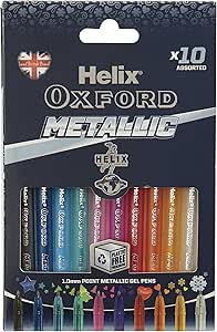 Amazon.com: Helix Oxford Metallic Gel In Pens Water Based Gel Ink x10 ...