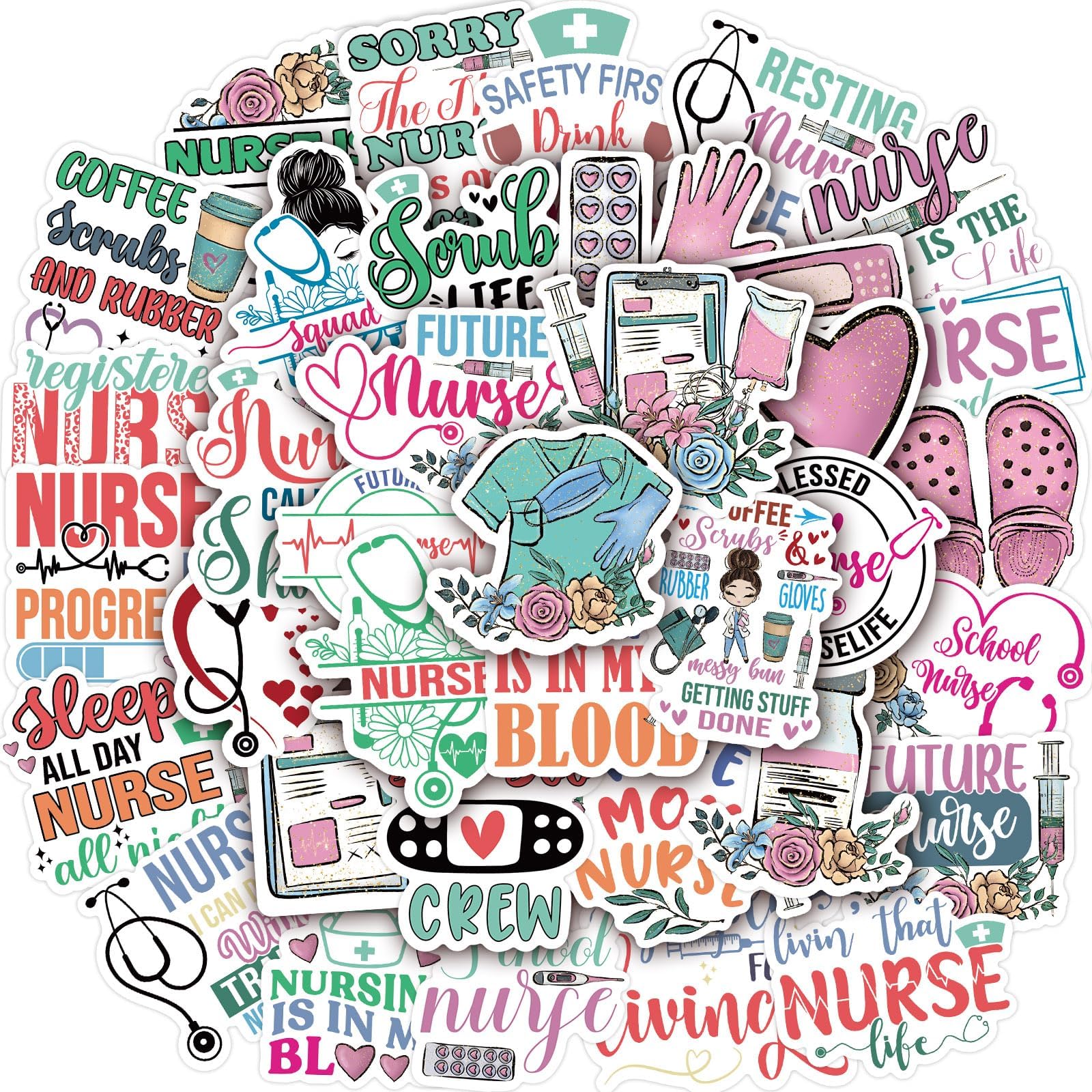 Amazon.com: 100 PCS Nurse Stickers Vinyl Waterproof Stickers for Laptop ...