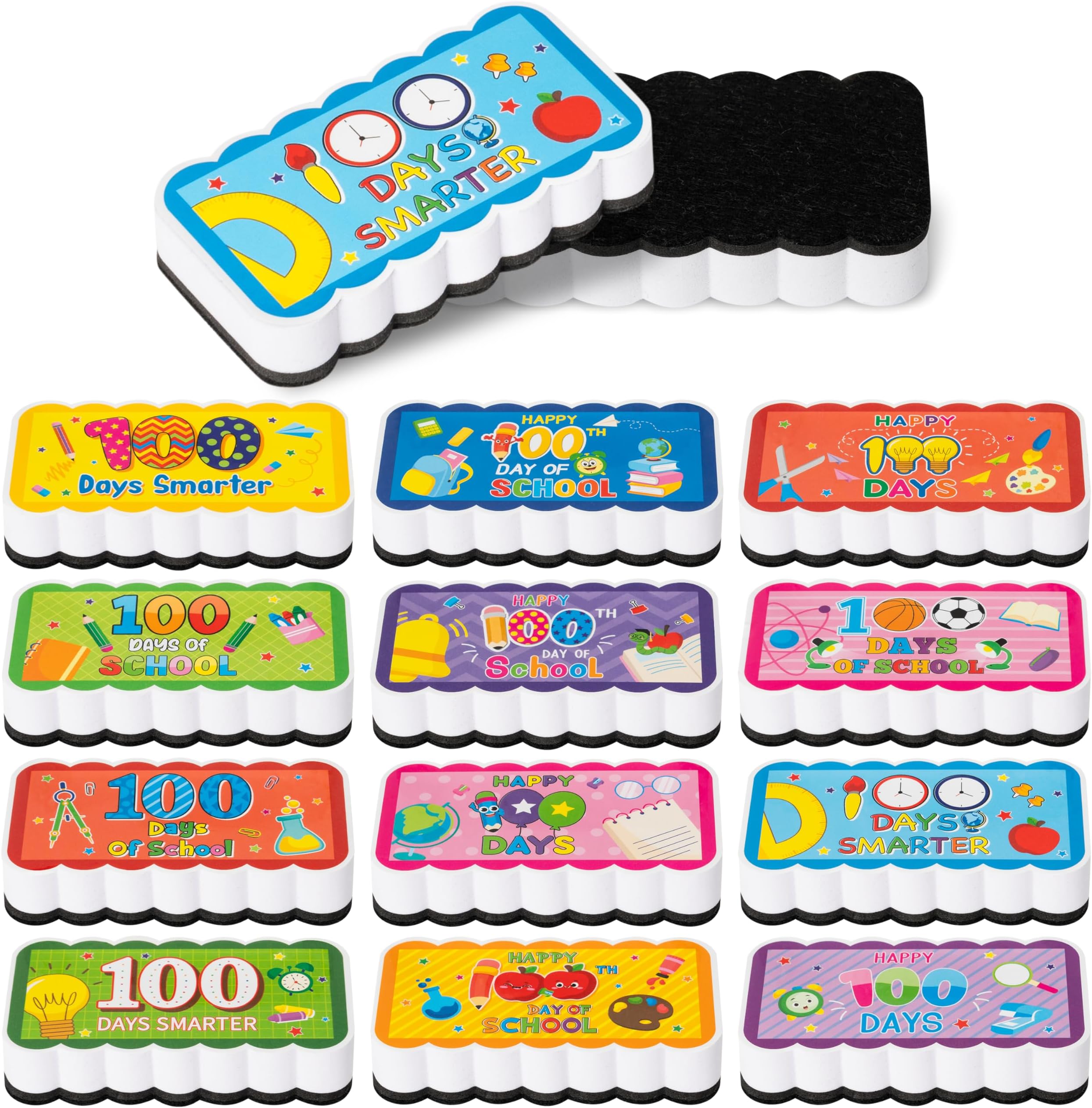 Amazon.com : BeYumi 12Pcs 100 Days of School Magnetic Dry Eraser ...