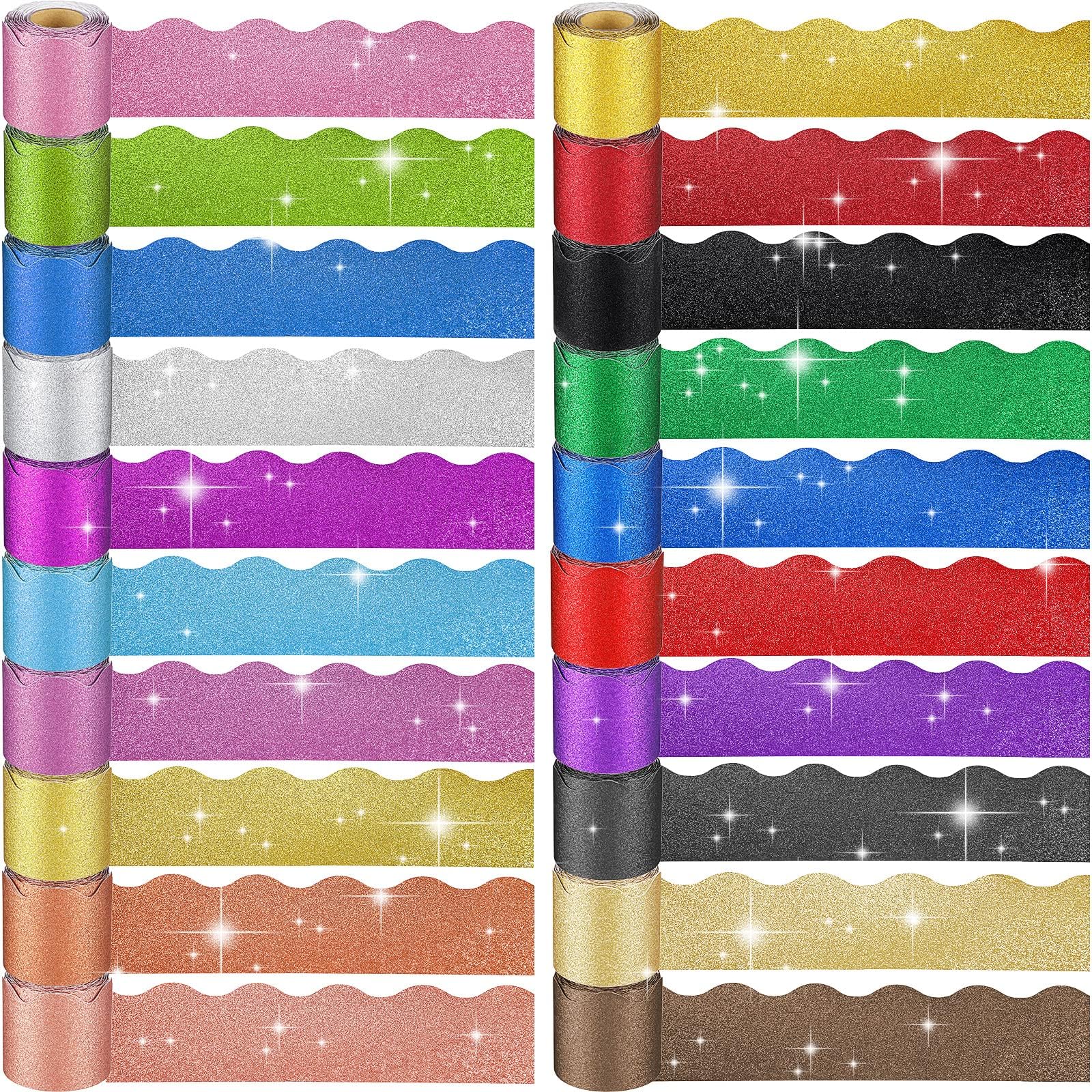 Amazon.com: 100 Feet Bulletin Board Border Glitter Shine Scalloped ...