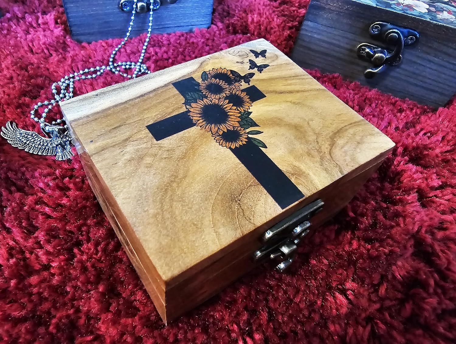 Amazon.com: Sunflower Cross Prayer Rosary Box | First Communion Jewelry ...
