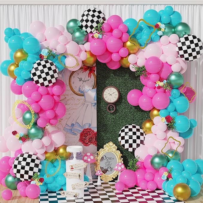 Amazon.com: Enanal Alice Wonderland Balloon Garland Arch Kit, 144pcs ...