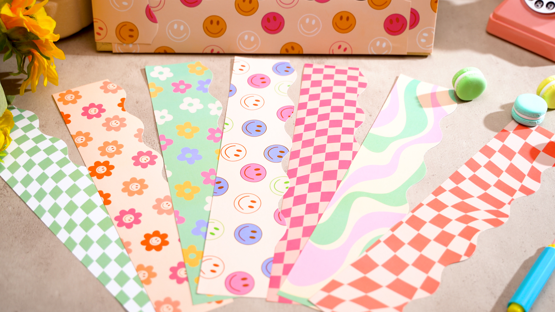 Bulletin Board Trim Whaline 196.8ft Boho Bulletin Board Borders - Daisy ...