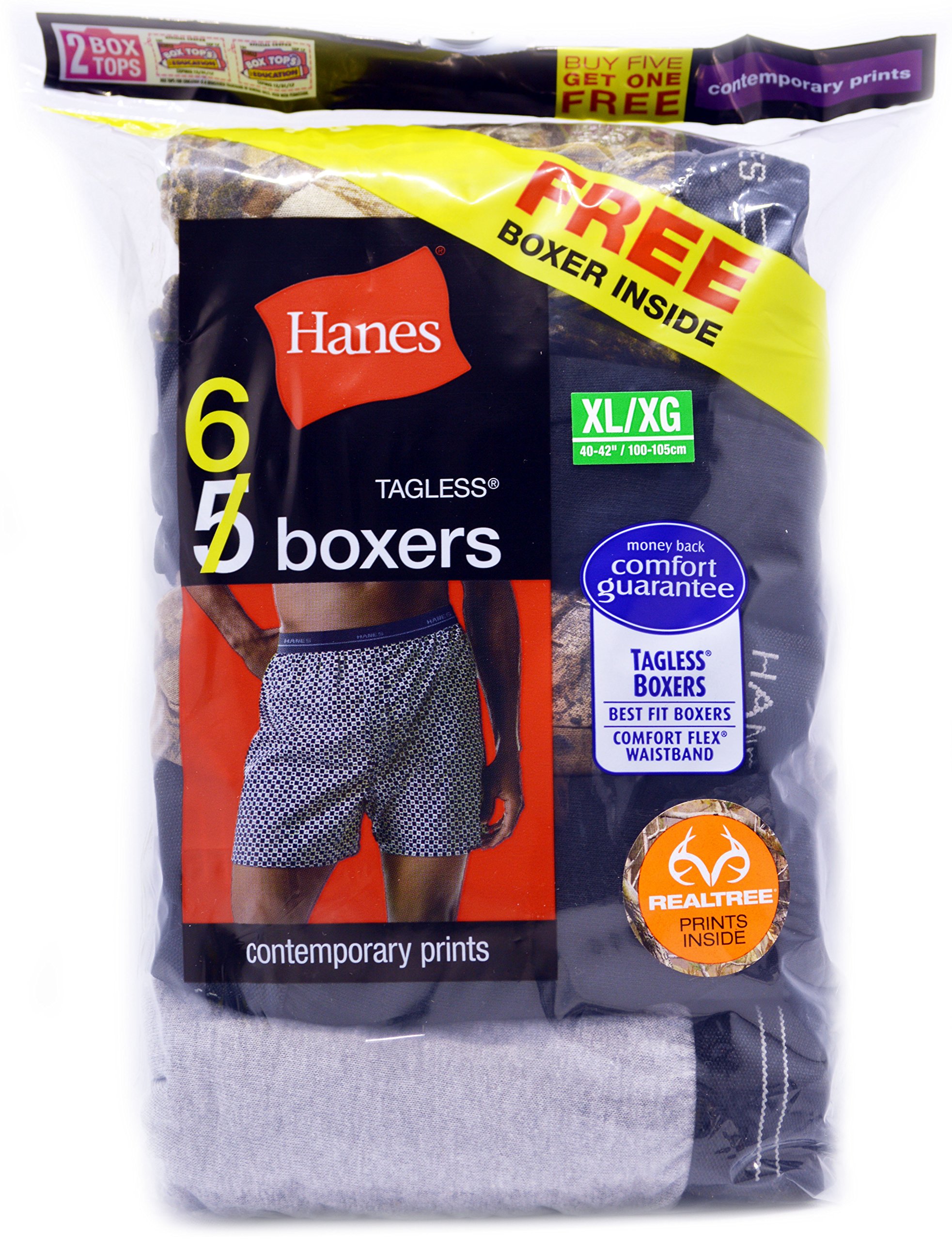 Buy Hanes Men's Tagless Boxer Shorts 6 Pack with Realtree Camo Prints ...