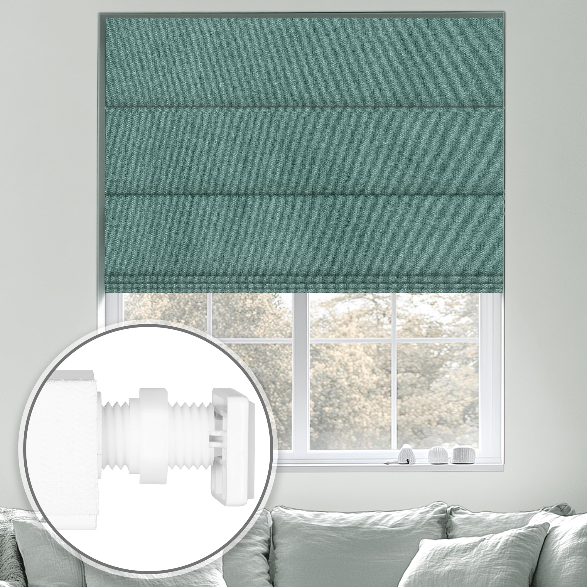 Amazon.com: Sulugood No Tools No Drill Cordless Blackout Roman Shades ...