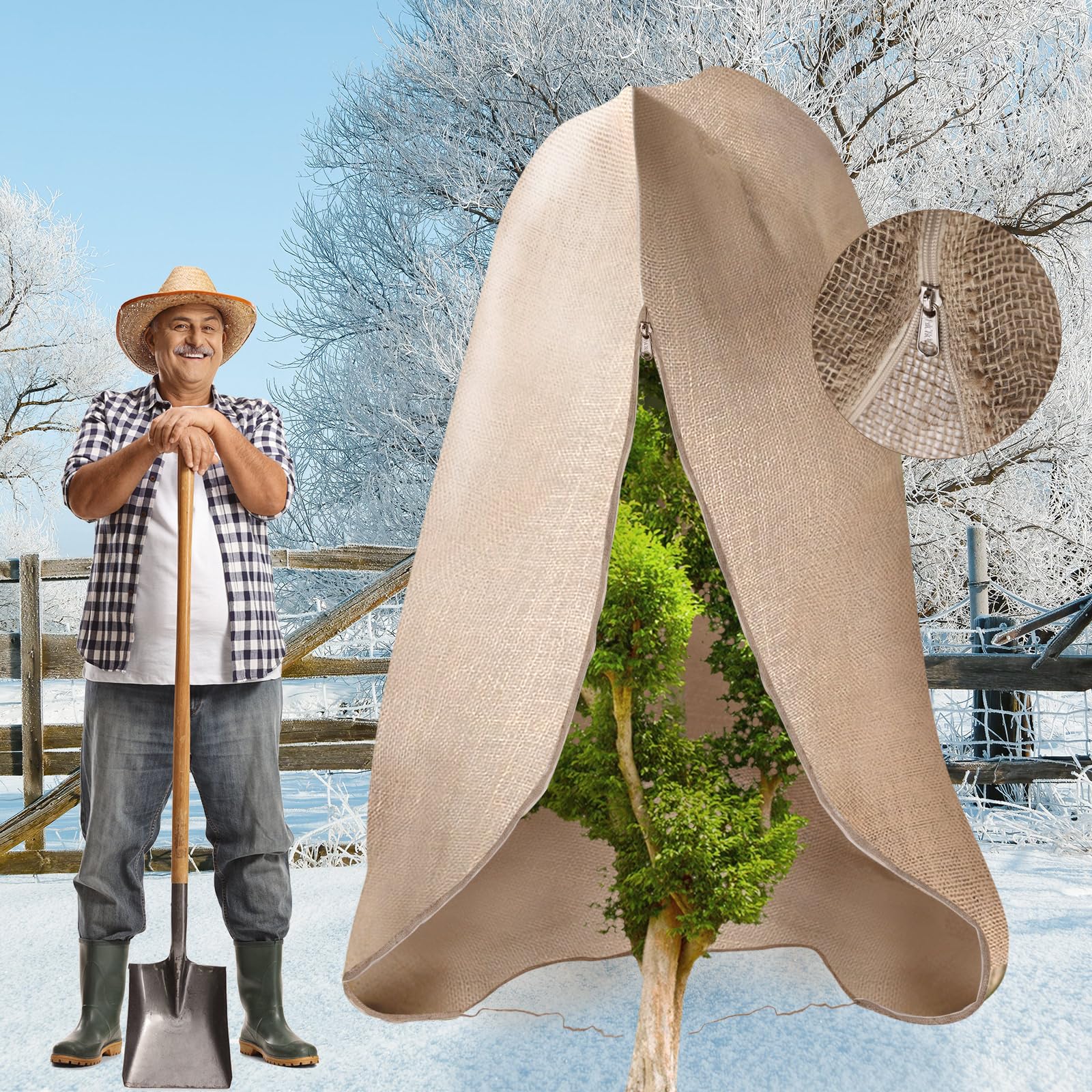 Extra Large Reusable Burlap Winter Plant Cover Bags with Drawstring ...