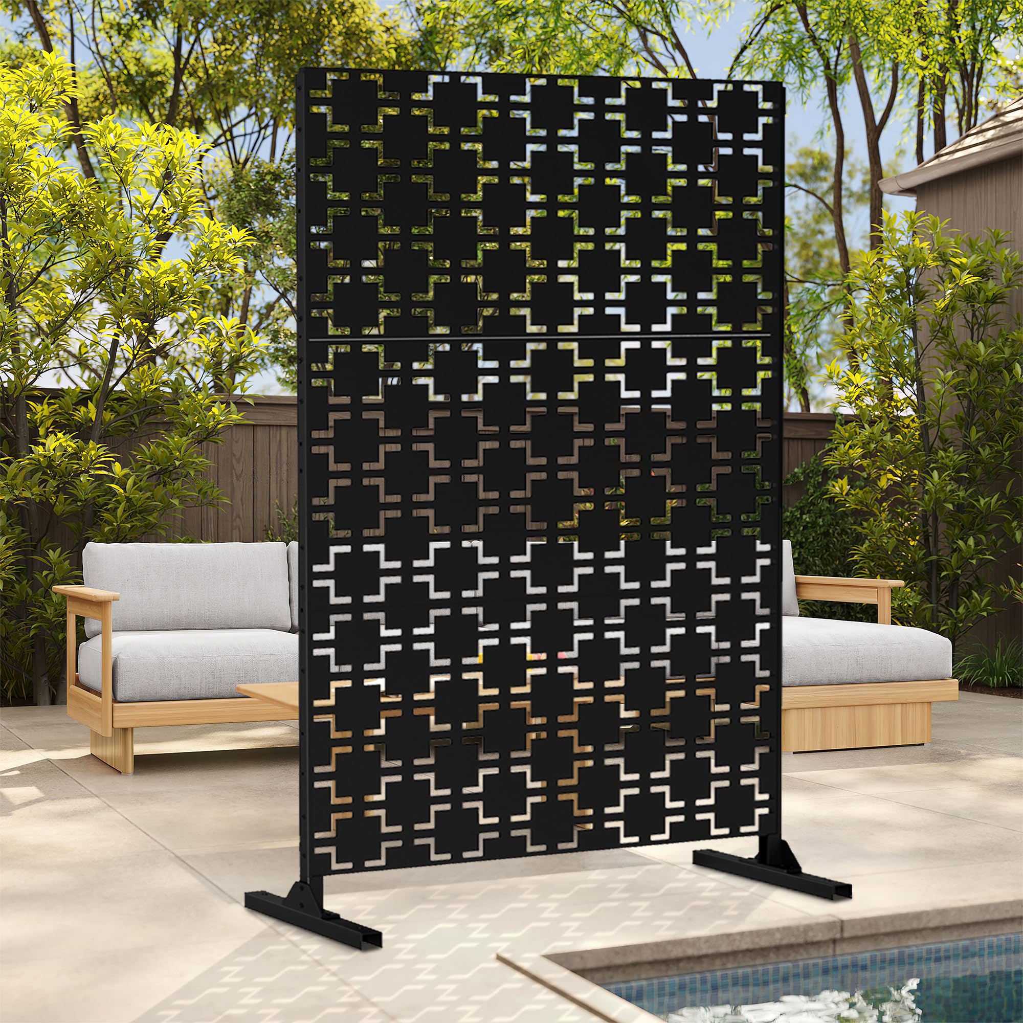 Snapklik.com : Dolonm 6.3 FT Decorative Fences, Metal Privacy Screen ...