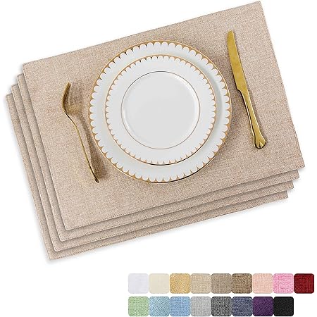 Amazon.com: Rinpon Cloth Placemats Set of 8, Linen Type Fabric ...