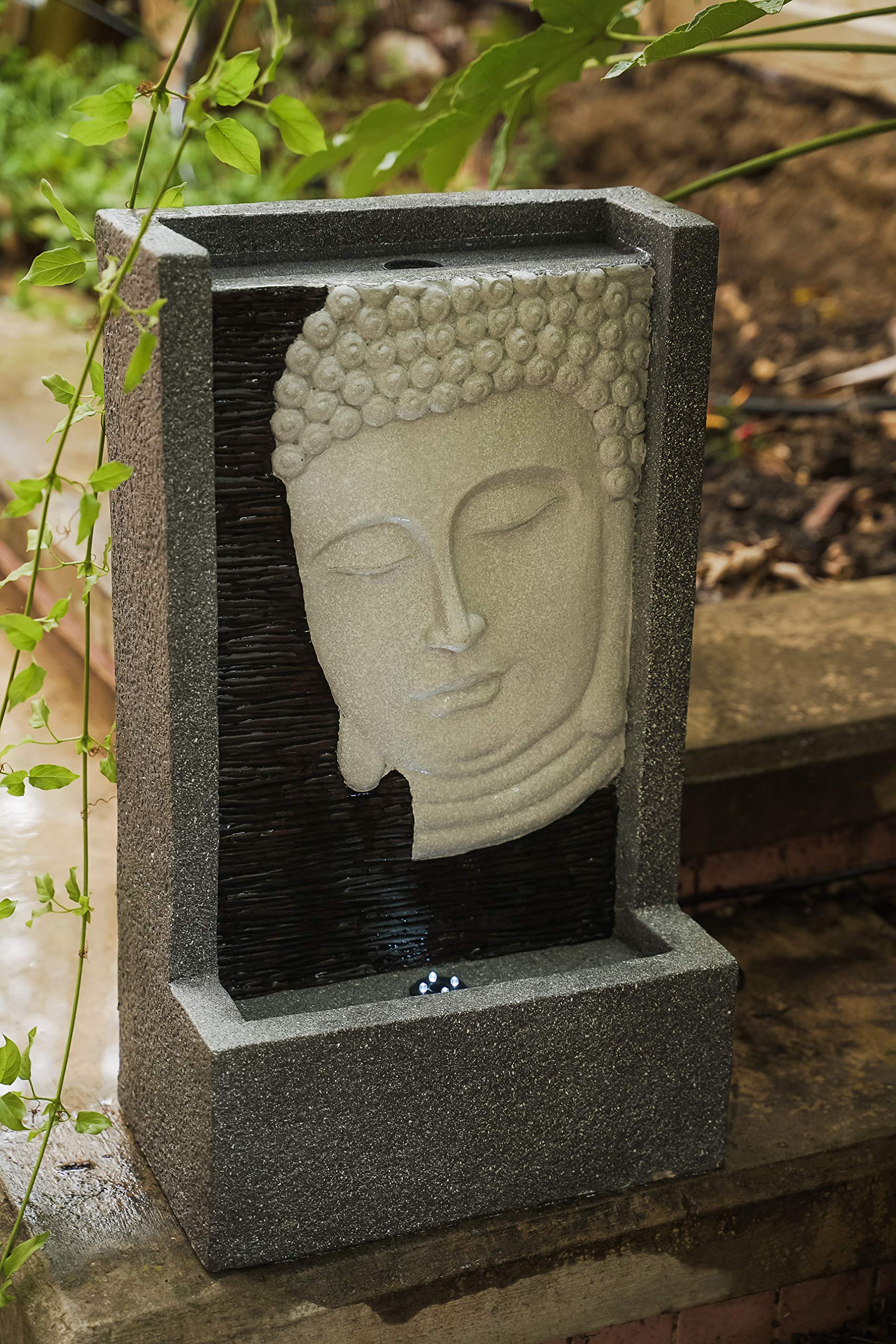 XBrand Self Standing Buddha Face Water Fountain w/LED Light, Indoor and ...