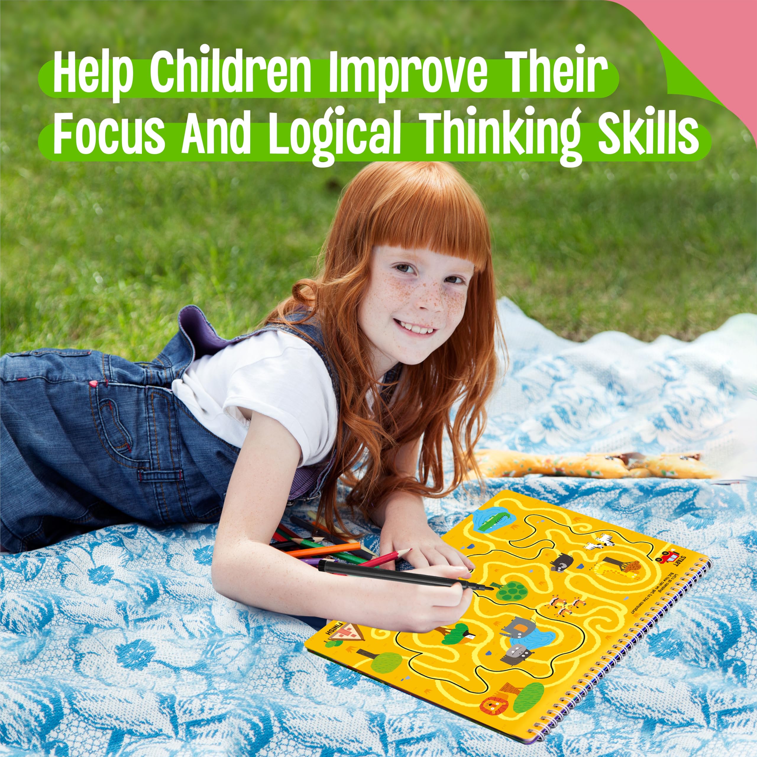 Snapklik.com : Dry Erase Mazes Game Pad, 30 Mazes Reusable & Erasable ...