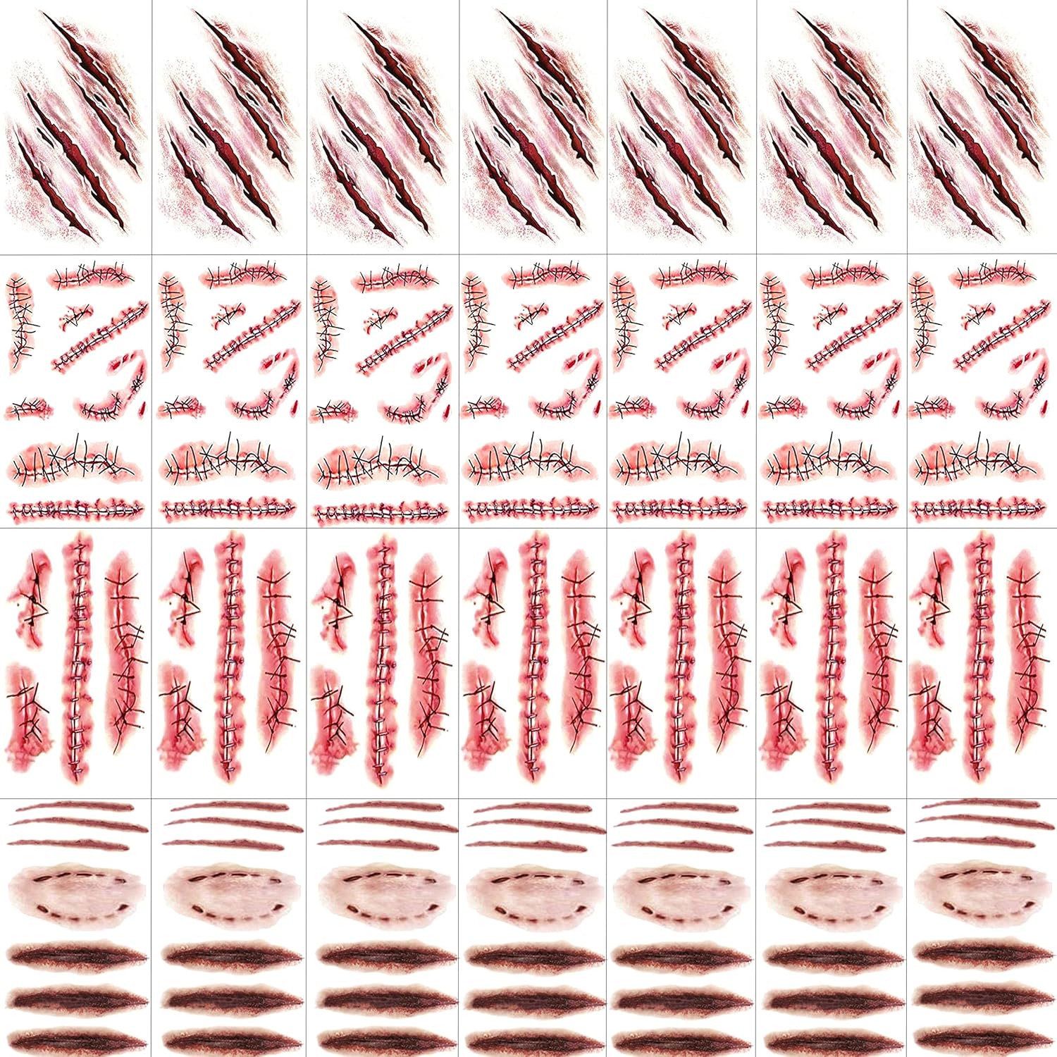 EGMBGM 128+ PCS 28 Sheets Fake Stitches Temporary Tattoos Halloween ...