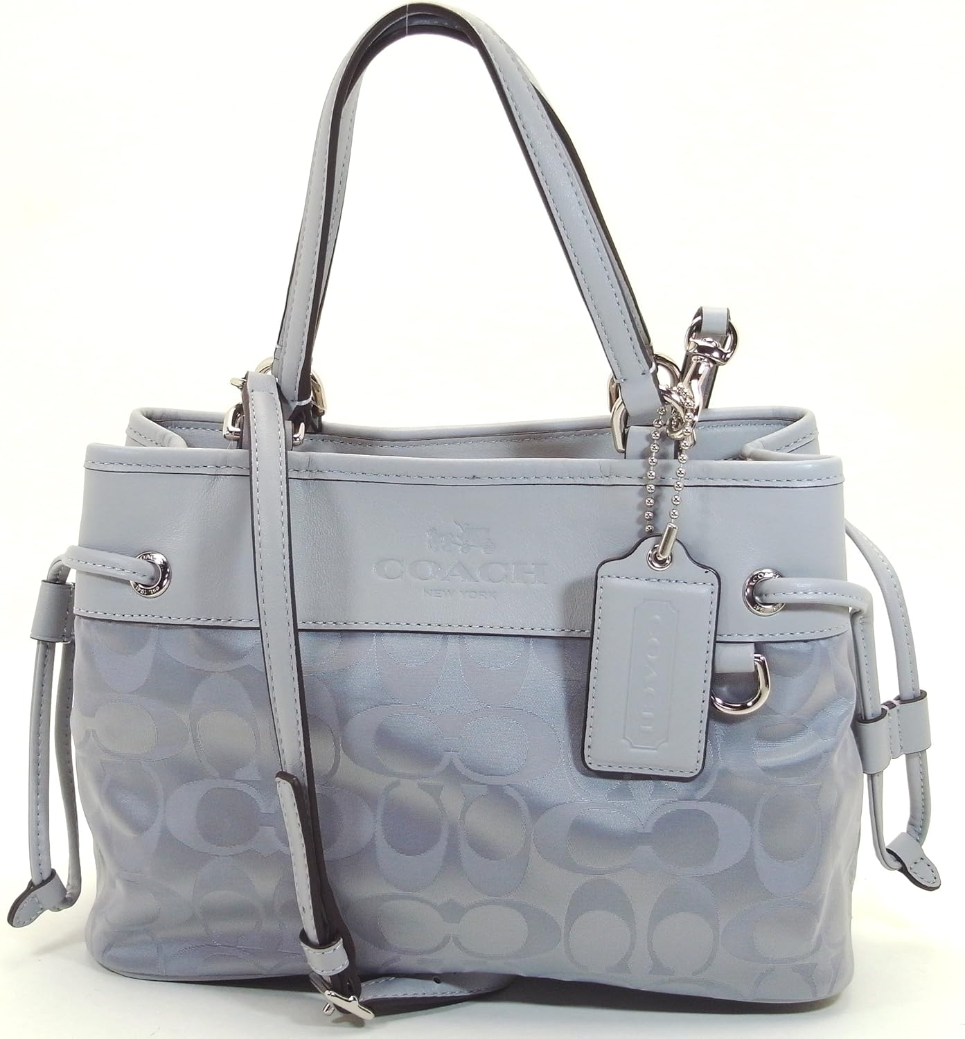 Coach Drawstring Carryall In Signature Nylon (Silver/Light Grey ...